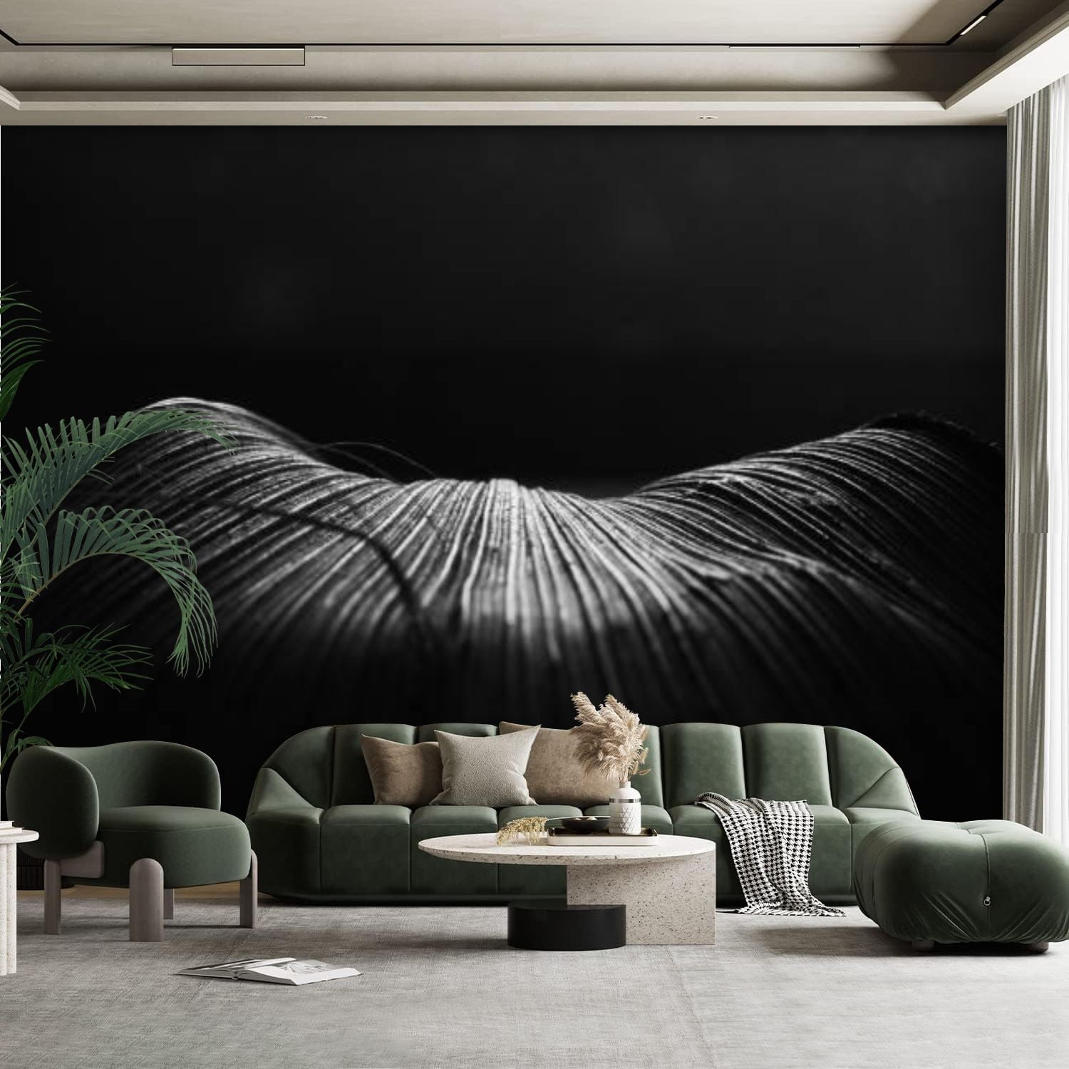 Peel and Stick Canvas Wallpaper Wall Mural Abstract low key black white ...