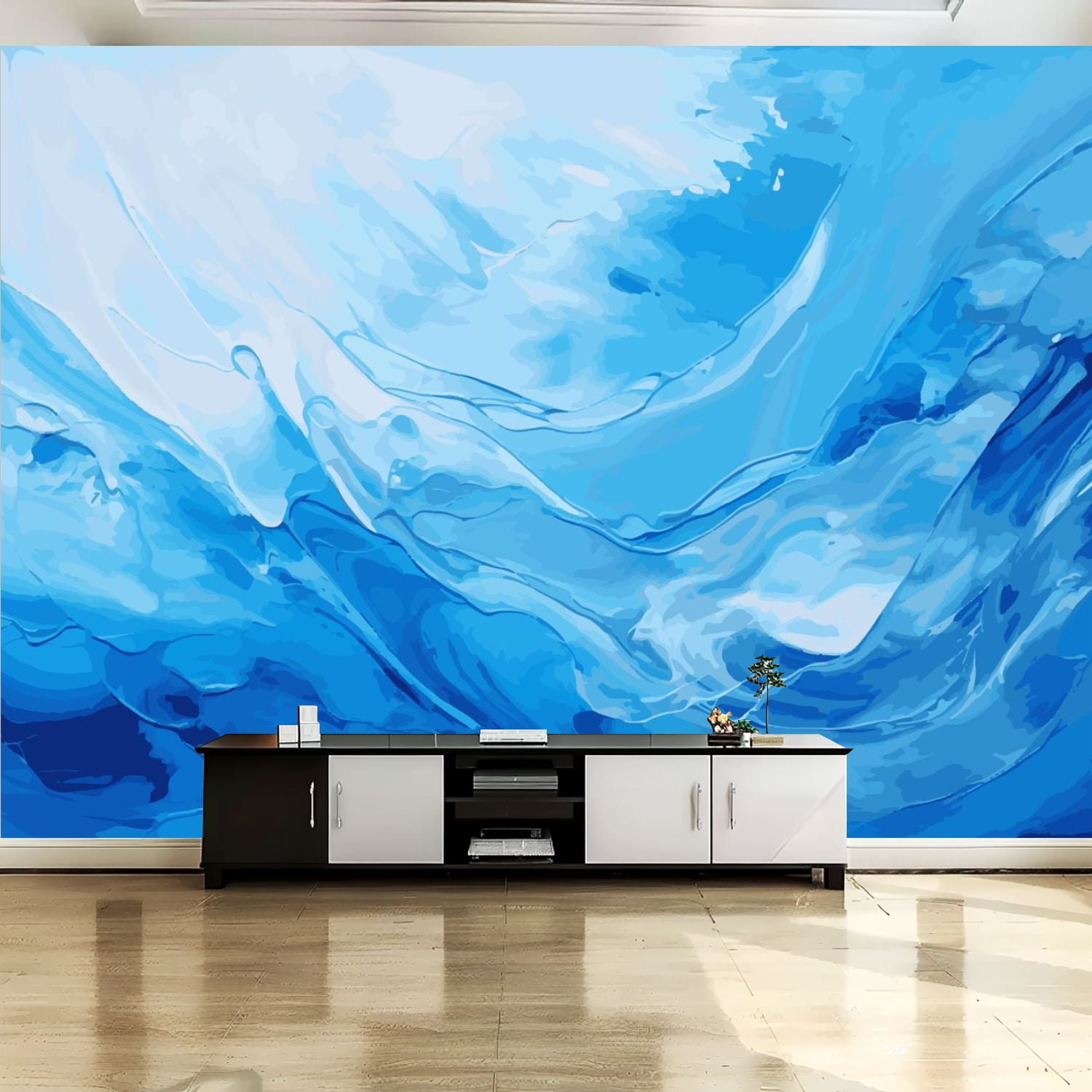 Peel and Stick Canvas Wallpaper Wall Mural Abstract wavy liquid texture ...