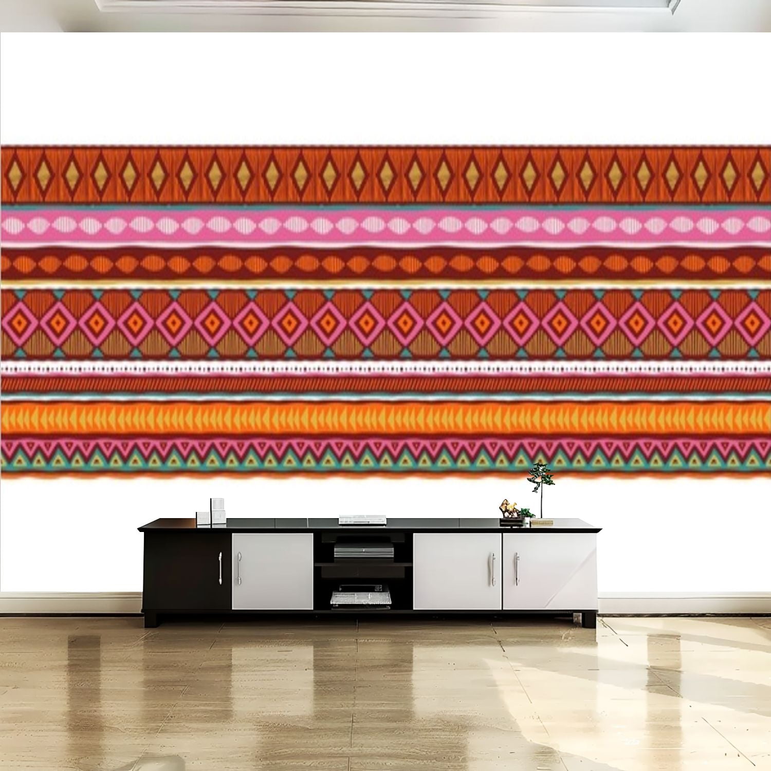 Peel and Stick Canvas Wallpaper Wall Mural Africa patterned design ...