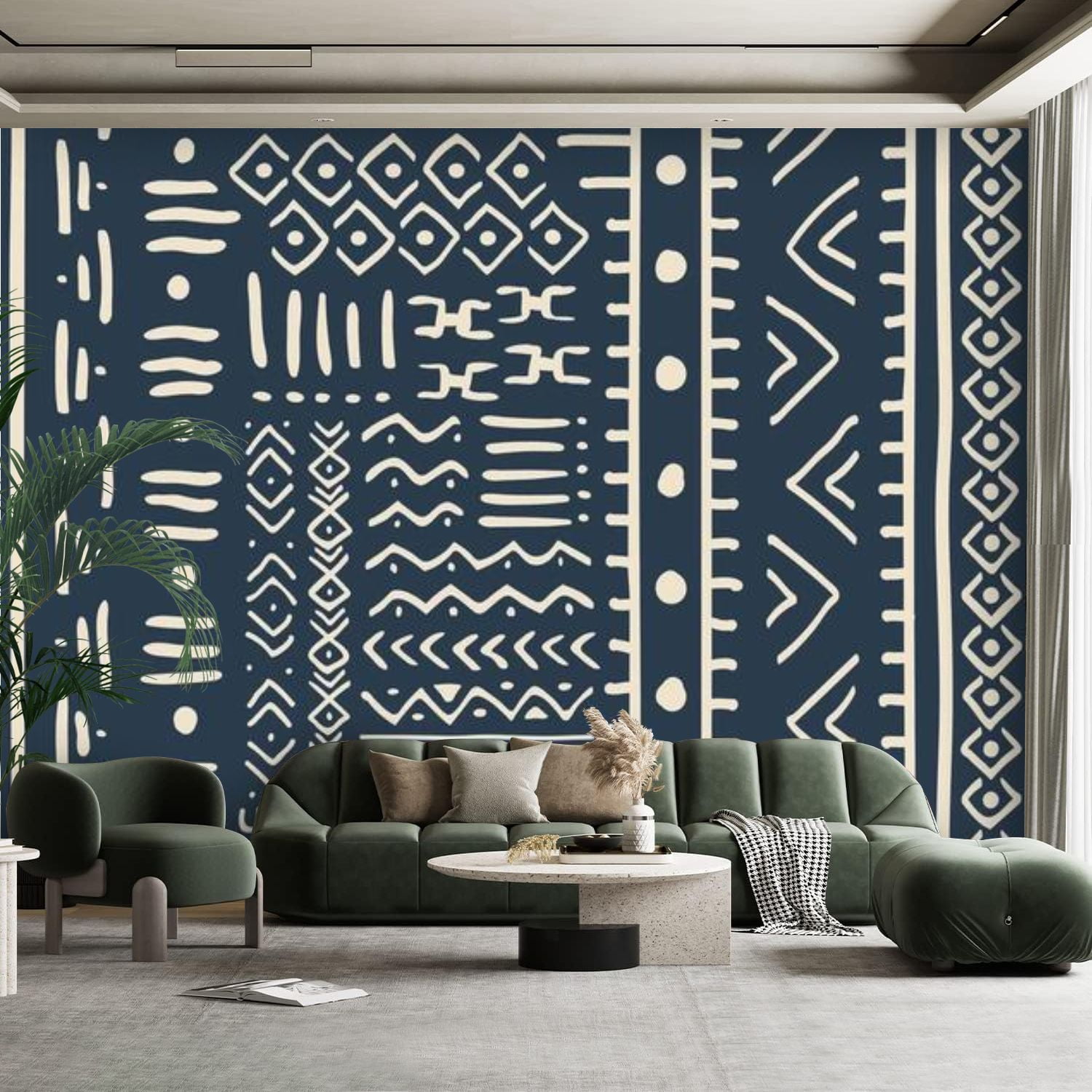 Peel and Stick Canvas Wallpaper Wall Mural African Print Fabric ...