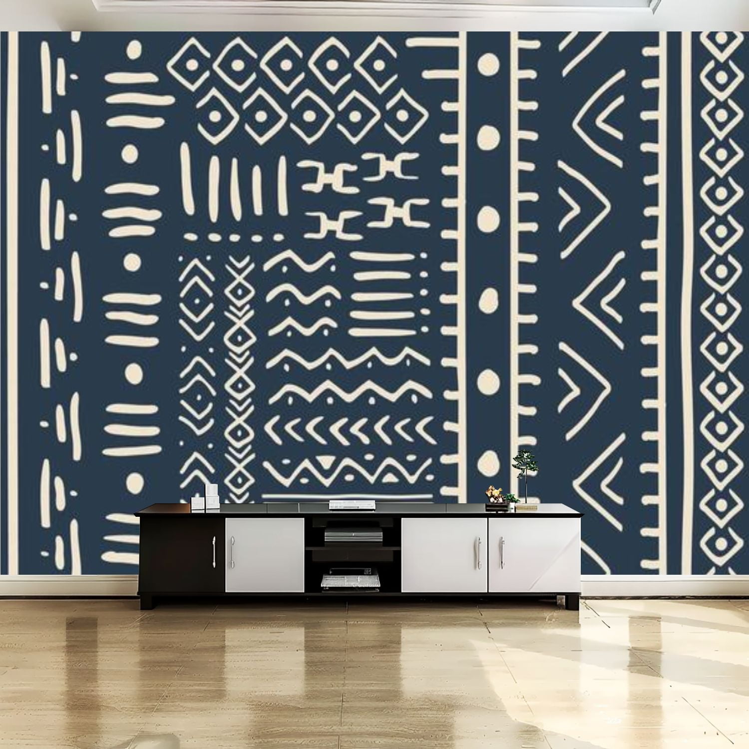 Peel and Stick Canvas Wallpaper Wall Mural African Print Fabric ...