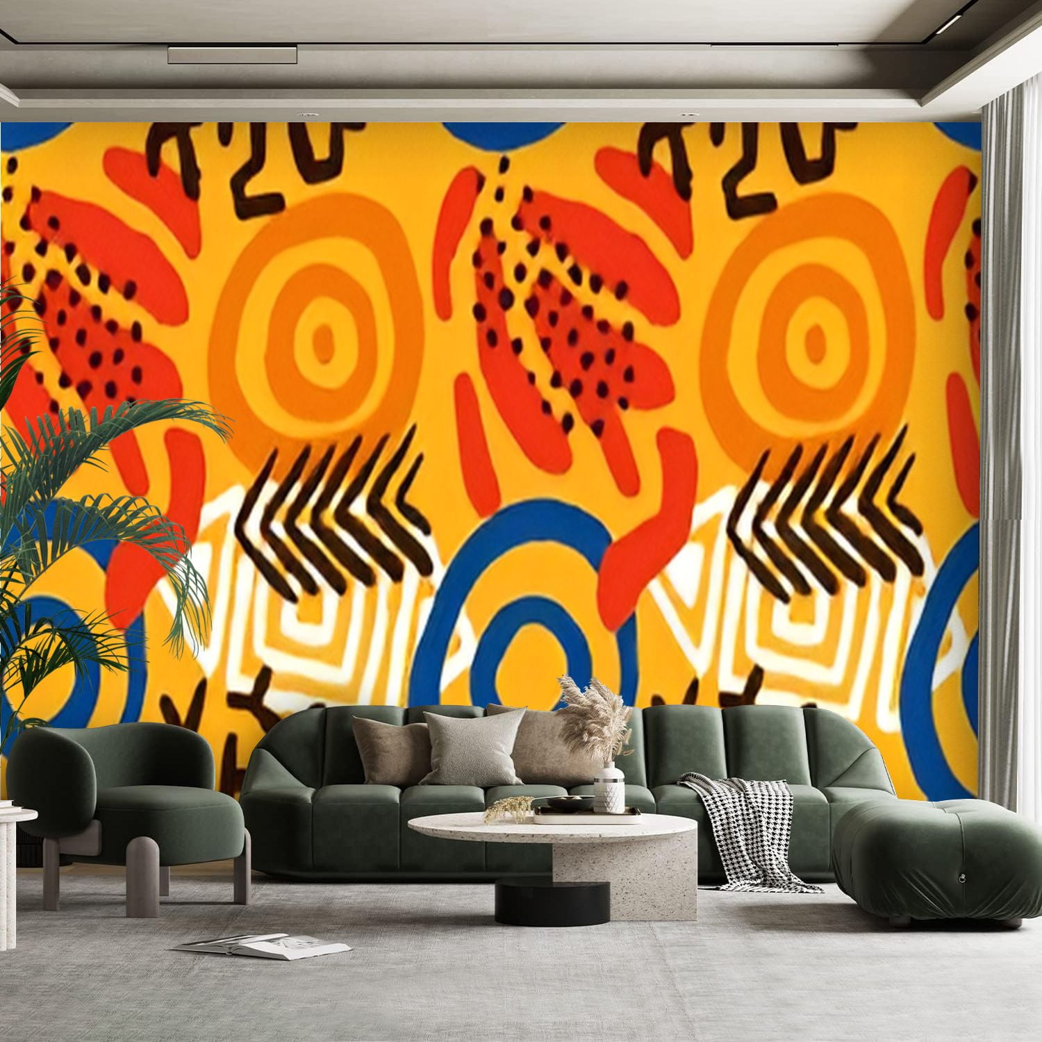 Peel and Stick Canvas Wallpaper Wall Mural African art style seamless ...