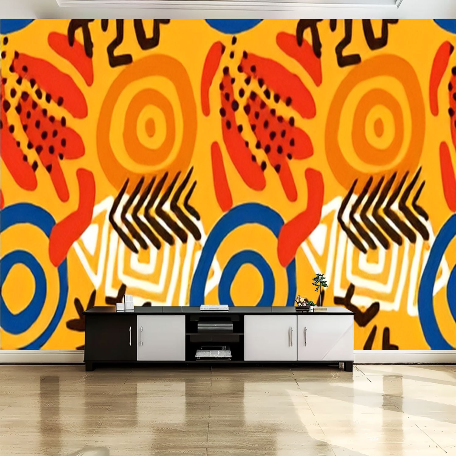 Peel and Stick Canvas Wallpaper Wall Mural African art style seamless ...