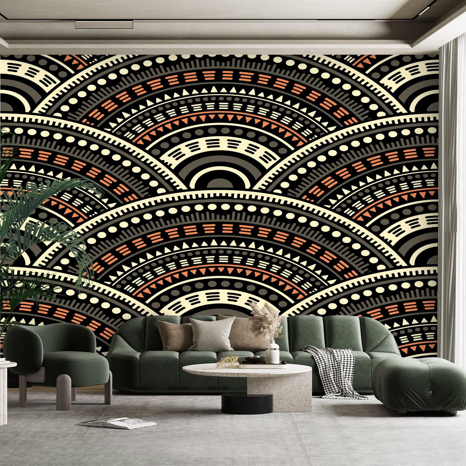 Peel and Stick Canvas Wallpaper Wall Mural African overlapping circles ...