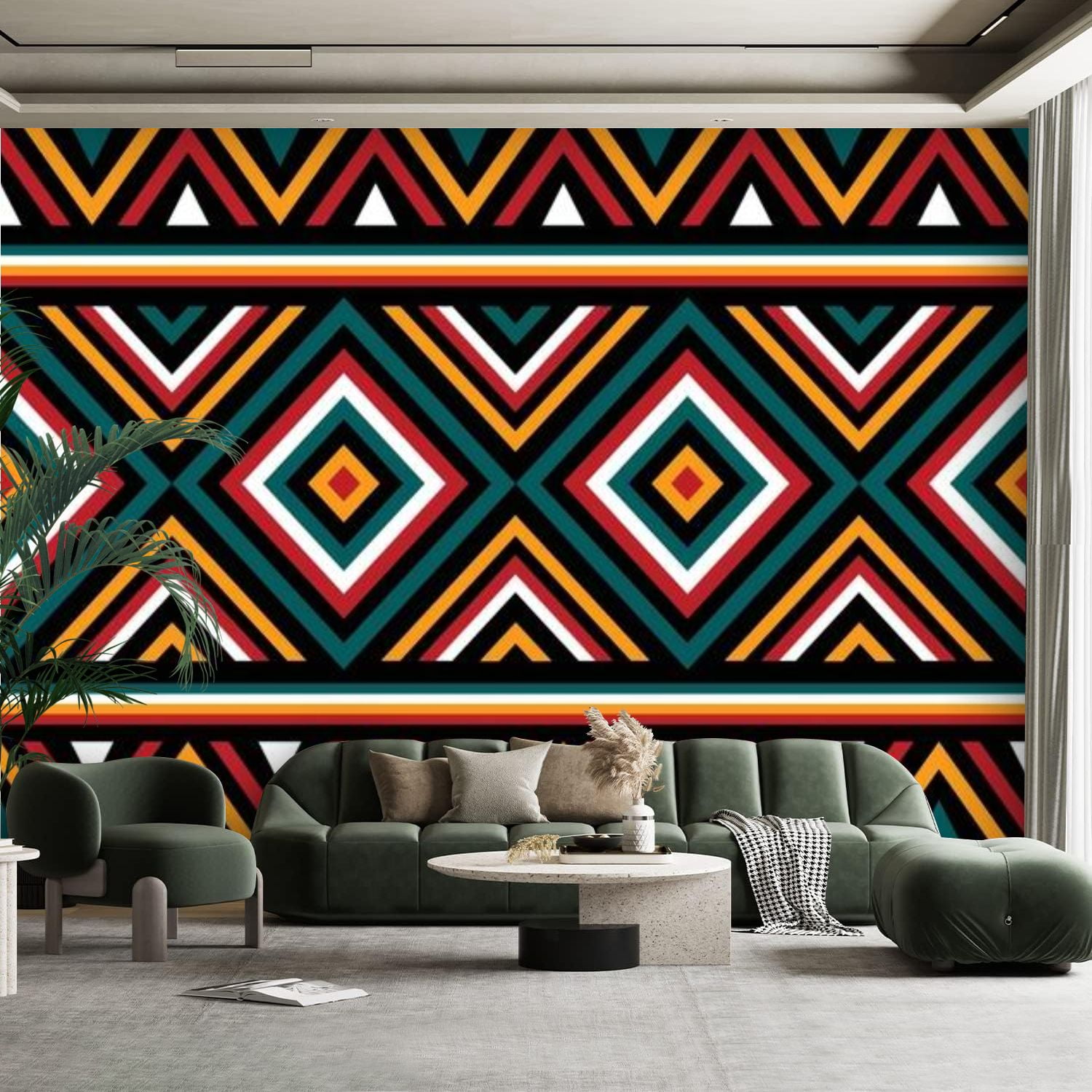 Peel and Stick Canvas Wallpaper Wall Mural African tribal ethnic ...