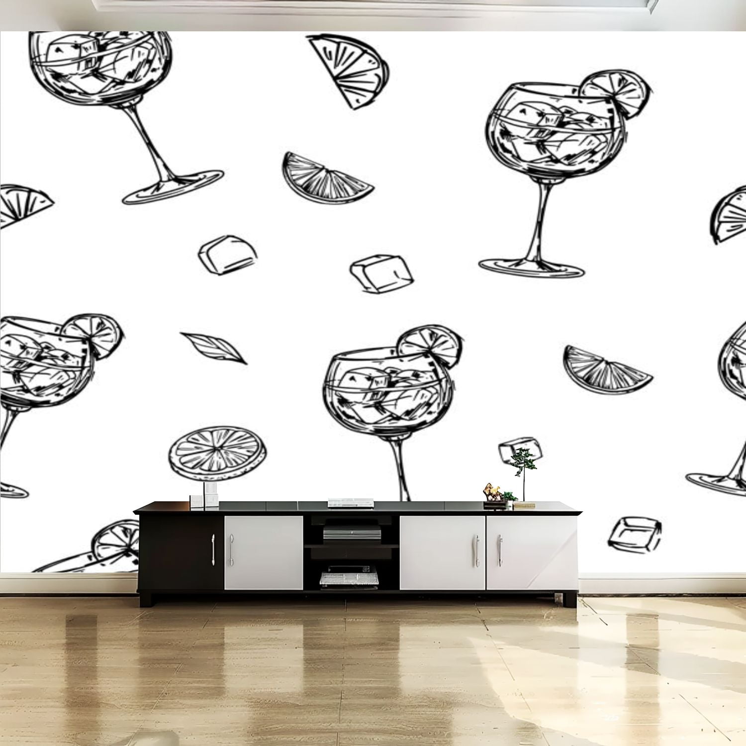 Peel and Stick Canvas Wallpaper Wall Mural Aperol Spritz cocktail glass ...
