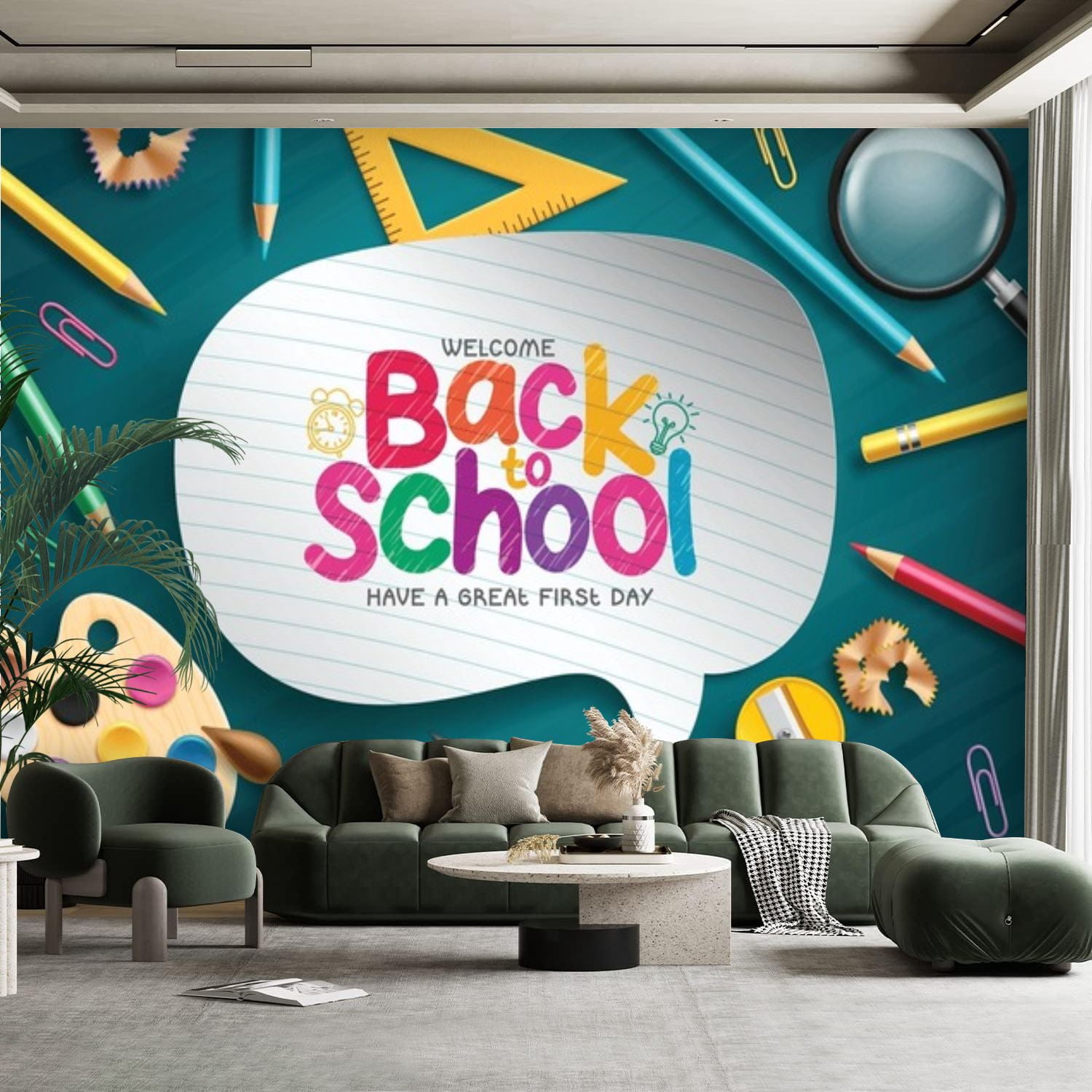Peel and Stick Canvas Wallpaper Wall Mural Back to school text Welcome ...