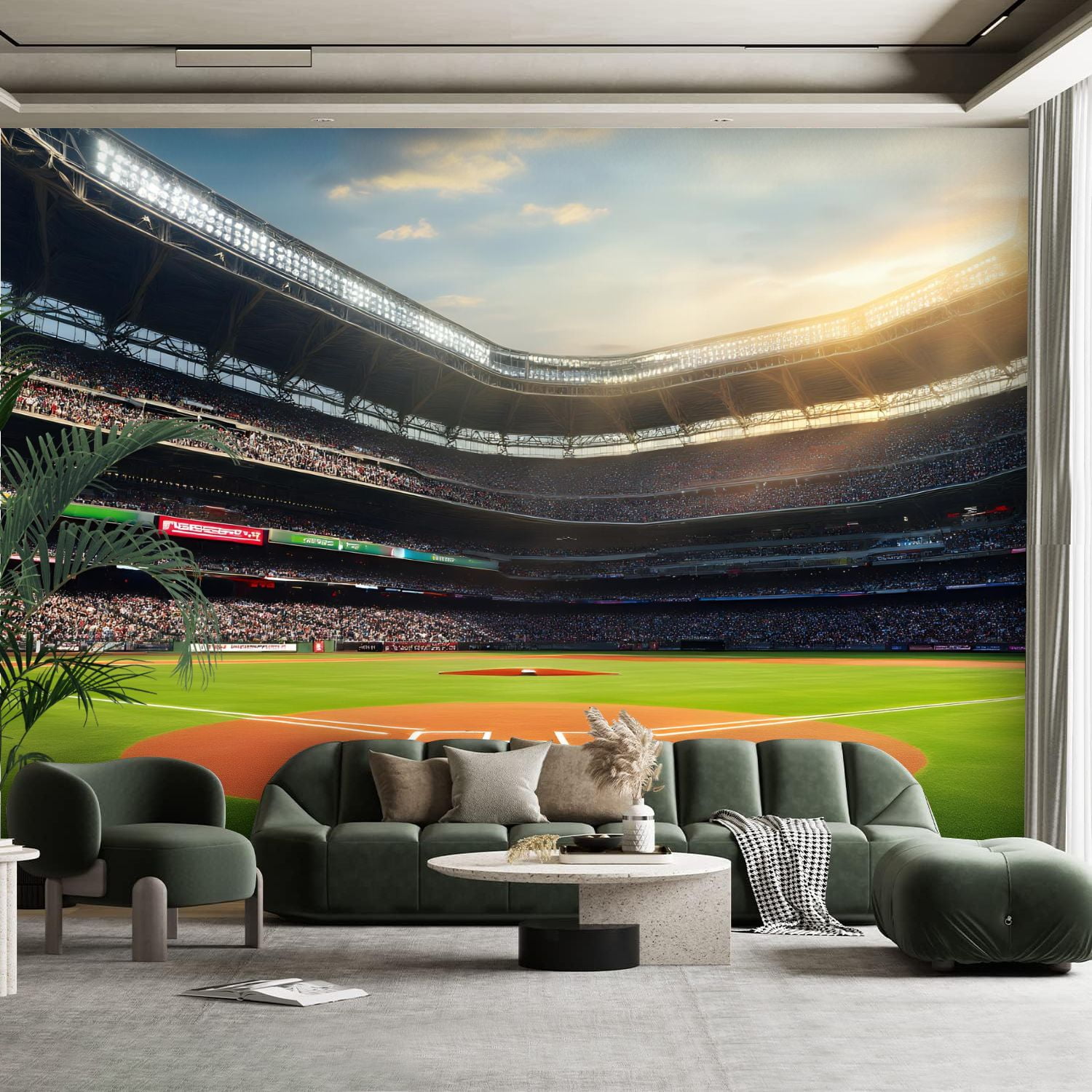 Peel and Stick Canvas Wallpaper Wall Mural Baseball Field Stadium Sport ...