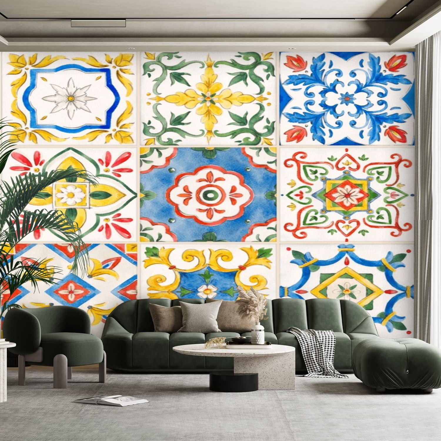 Peel and Stick Canvas Wallpaper Wall Mural Beautiful seamless patchwork ...