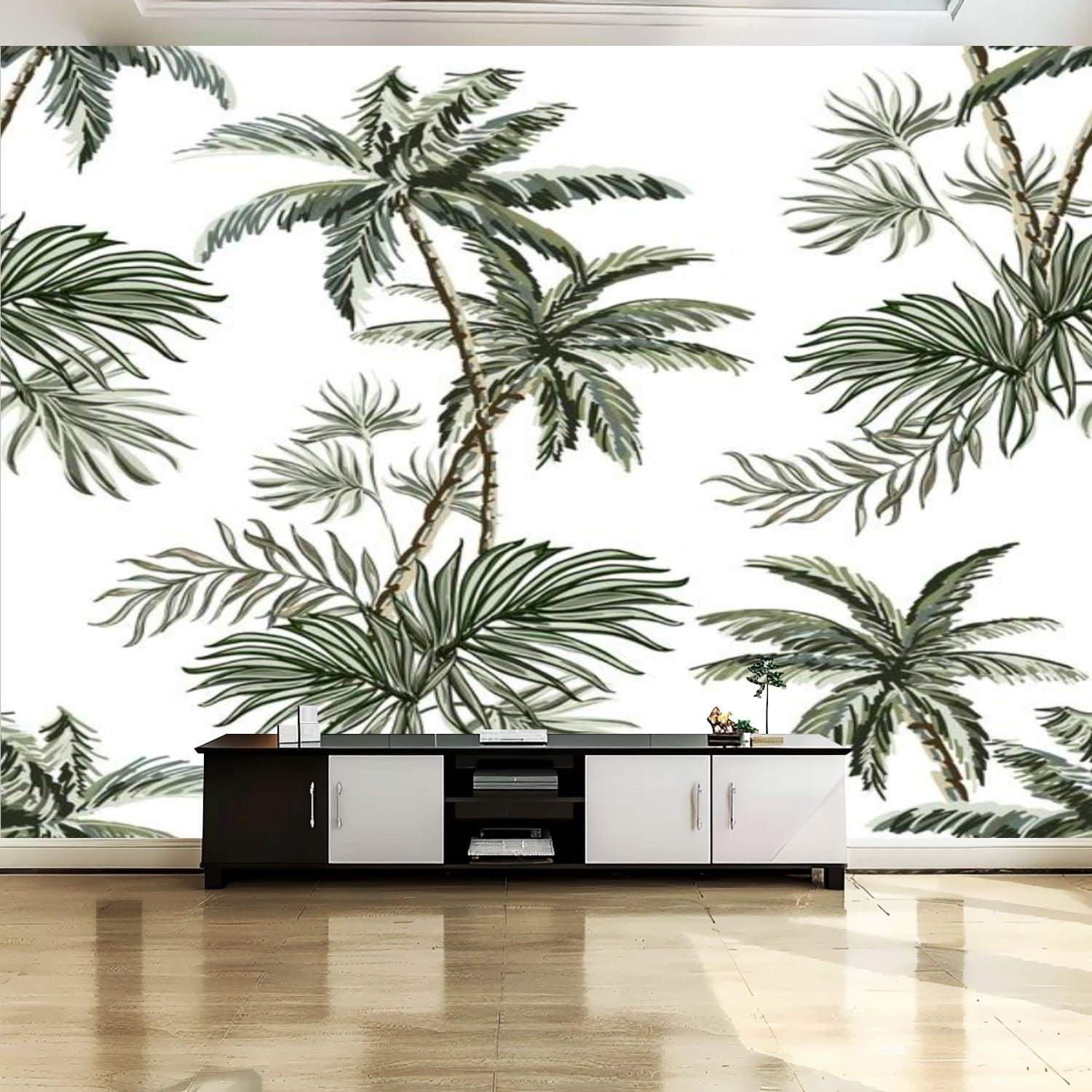 Peel and Stick Canvas Wallpaper Wall Mural Beautiful tropical vintage ...