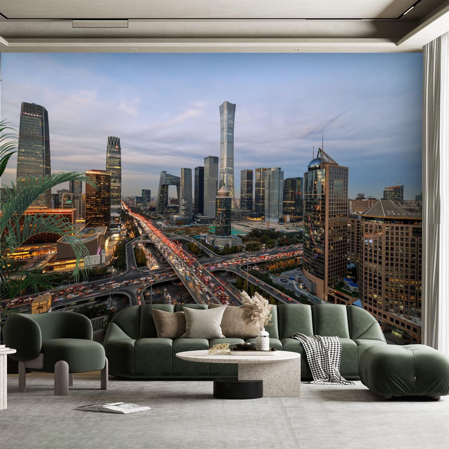 Peel and Stick Canvas Wallpaper Wall Mural Beijing Central Business ...