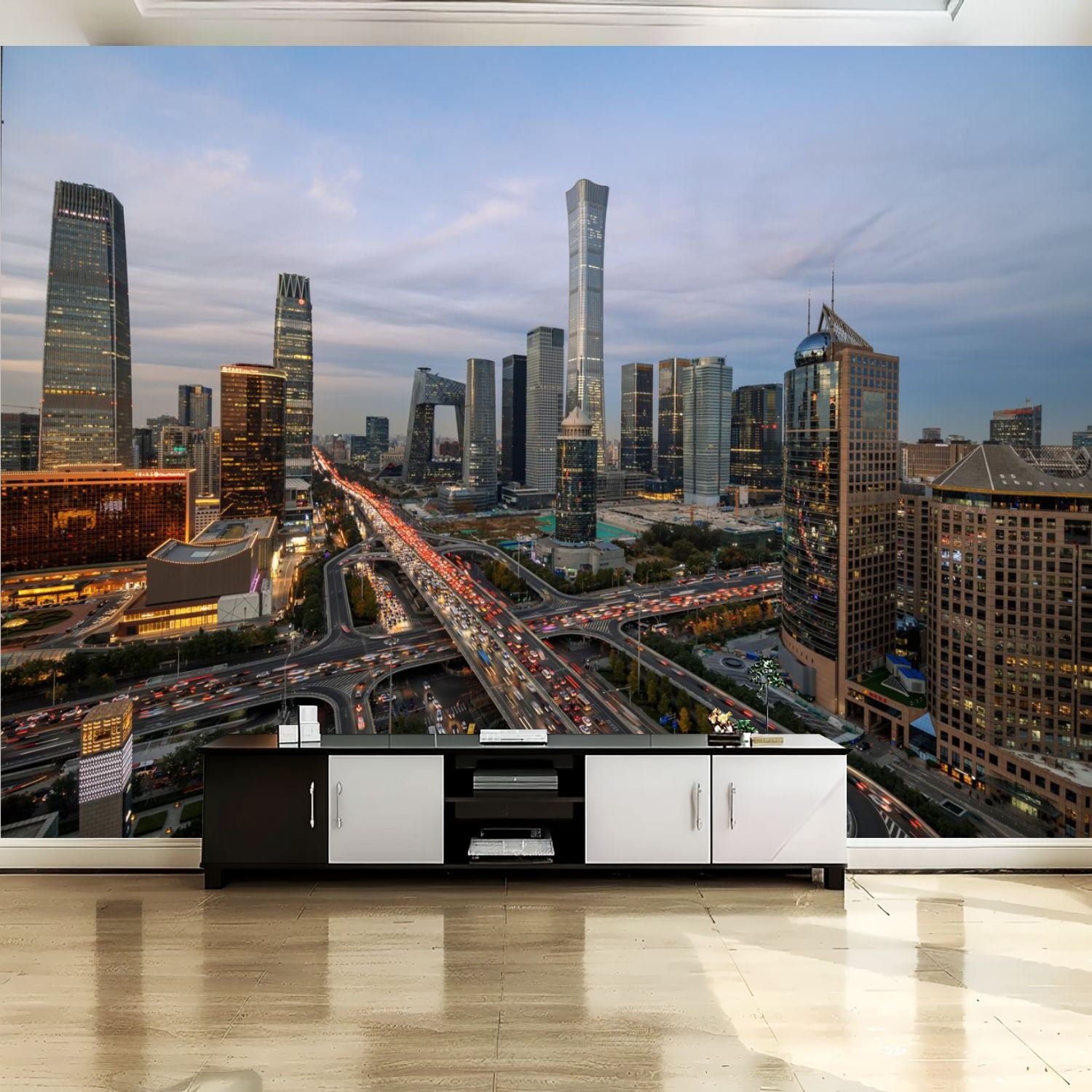 Peel and Stick Canvas Wallpaper Wall Mural Beijing Central Business ...