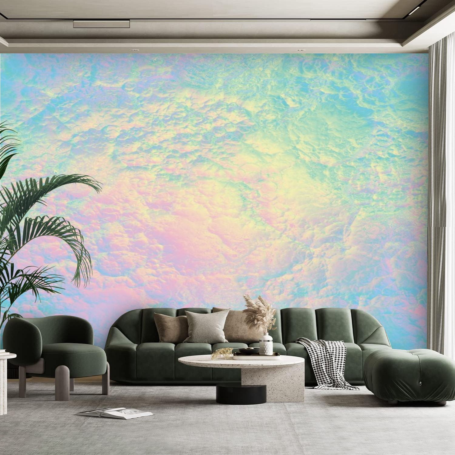 Peel and Stick Canvas Wallpaper Wall Mural Bubbly sparkly rainbow ...