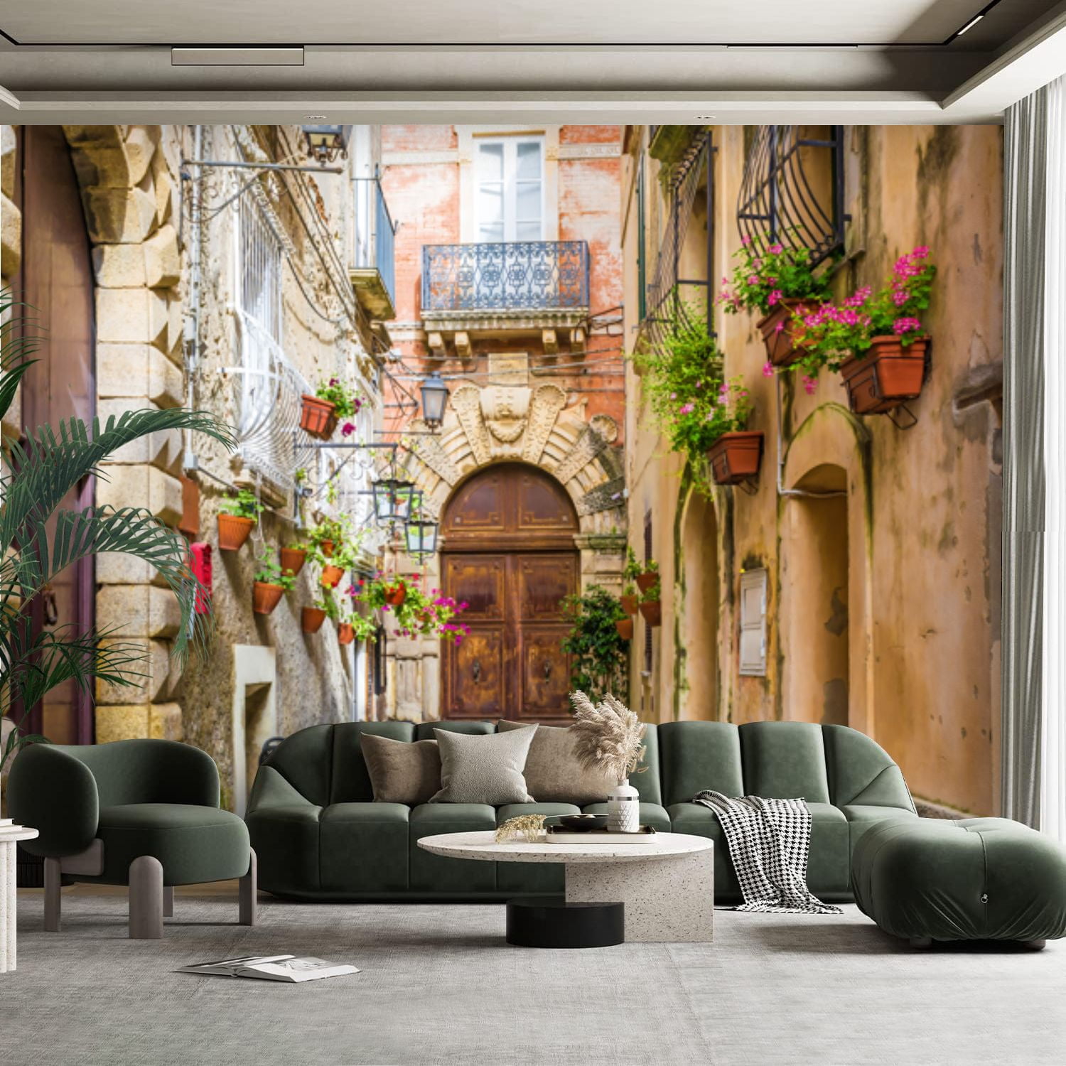 Peel and Stick Canvas Wallpaper Wall Mural Cafe tables chairs outside ...