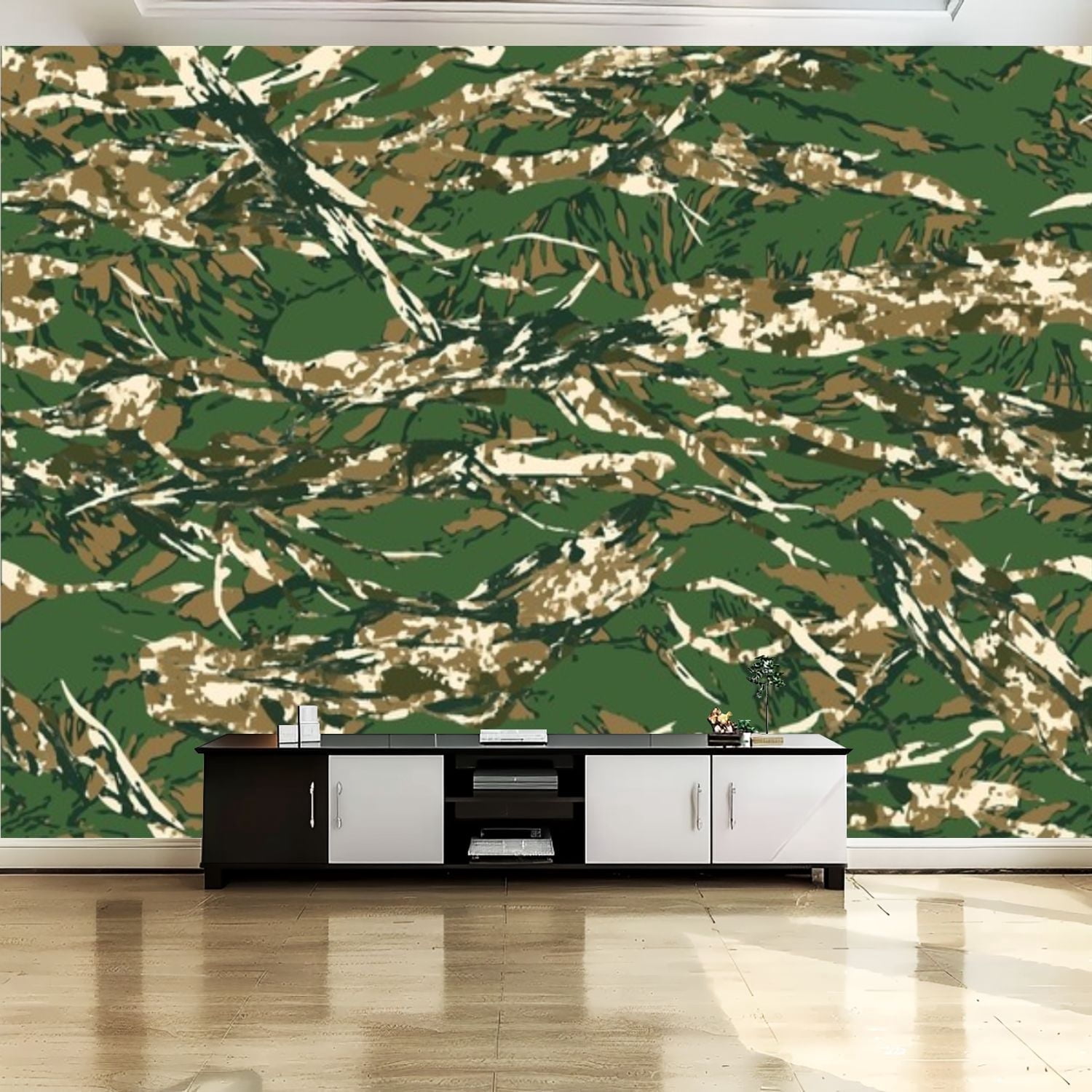 Peel and Stick Canvas Wallpaper Wall Mural Camouflage seamless pattern ...