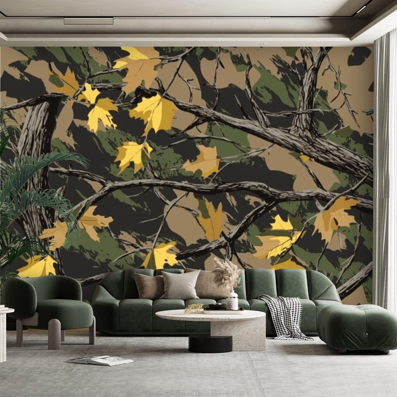 Peel and Stick Canvas Wallpaper Wall Mural Camouflage seamless pattern ...