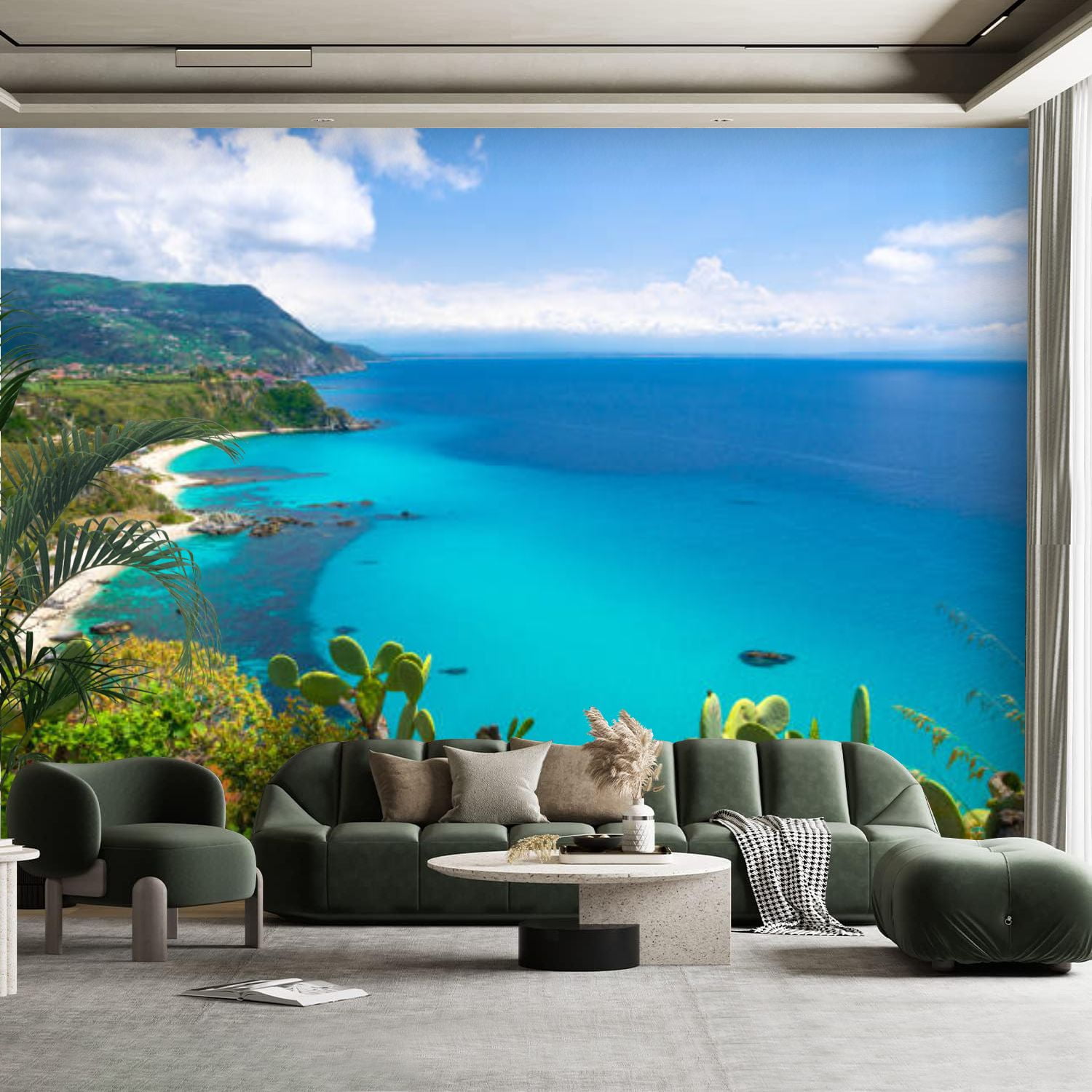 Peel and Stick Canvas Wallpaper Wall Mural Cape Capo Vaticano aerial ...