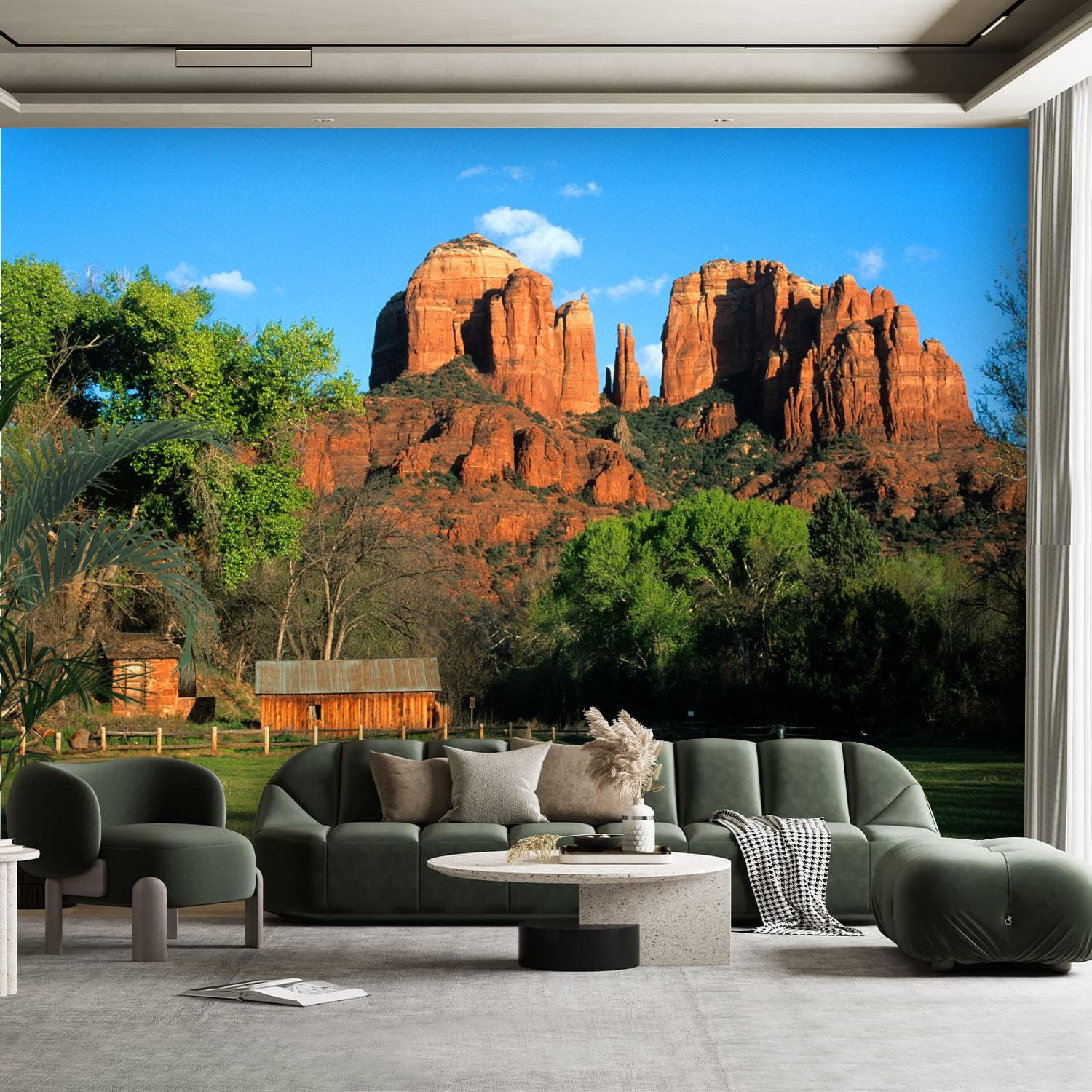 Peel and Stick Canvas Wallpaper Wall Mural Cathedral Rock Early Spring ...