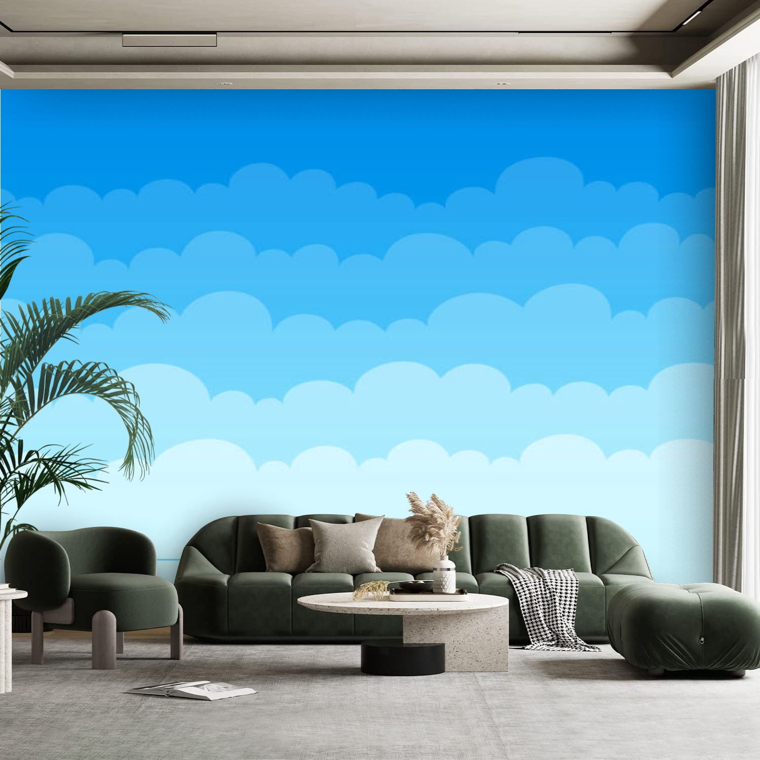 Peel and Stick Canvas Wallpaper Wall Mural Clouds abstract seamless ...