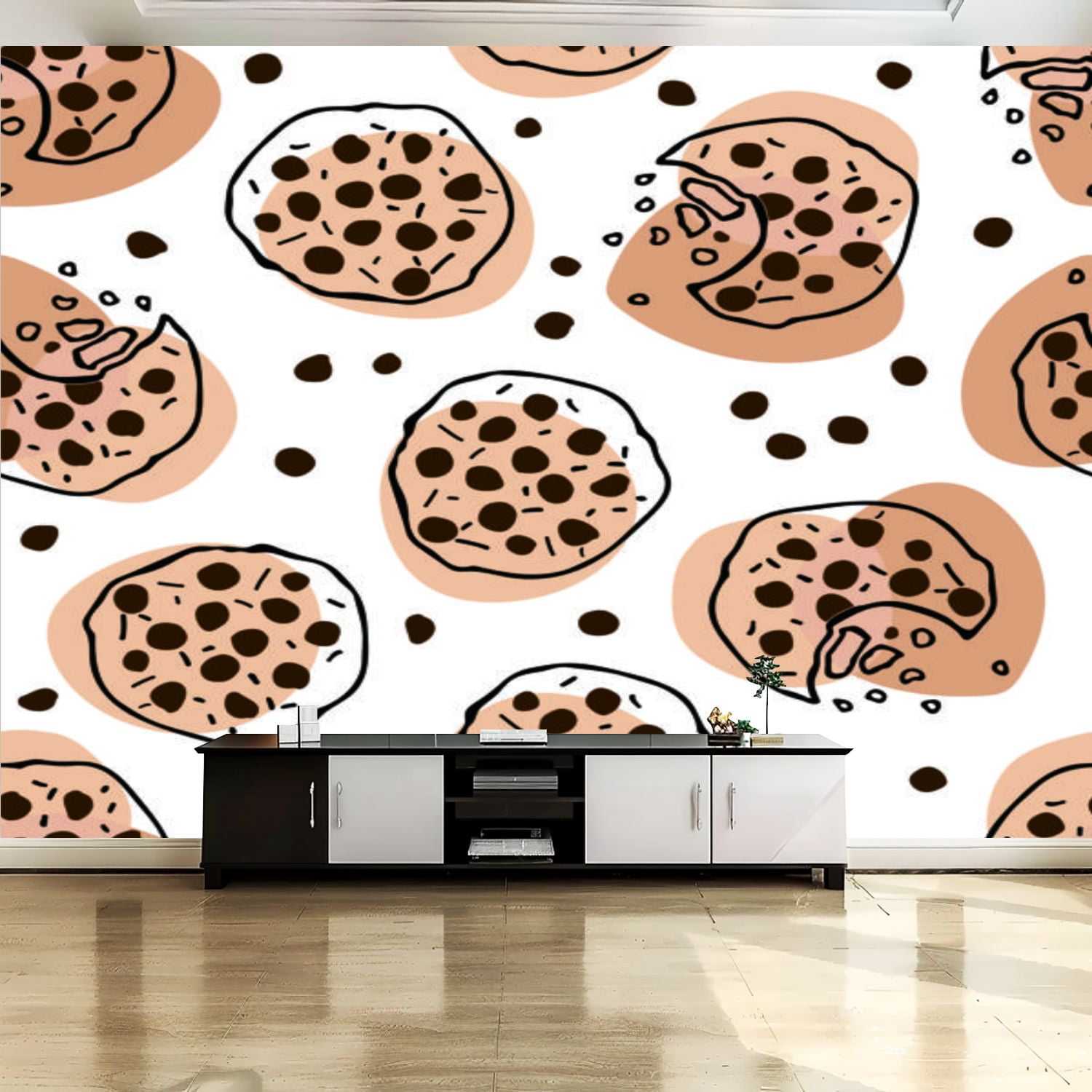 Peel and Stick Canvas Wallpaper Wall Mural Cookies seamless Simple cute ...