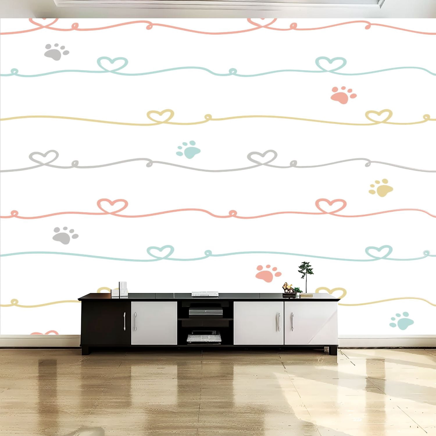 Peel and Stick Canvas Wallpaper Wall Mural Cute Hand drawn seamless ...