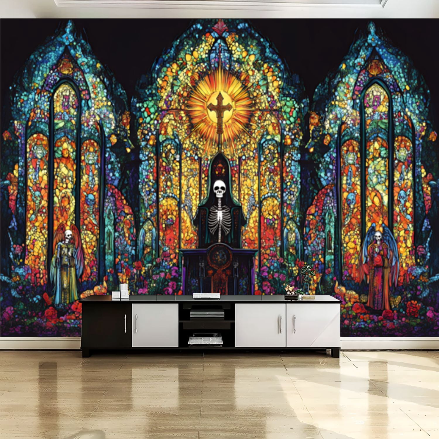 Peel and Stick Canvas Wallpaper Wall Mural Day Dead Black Light ...