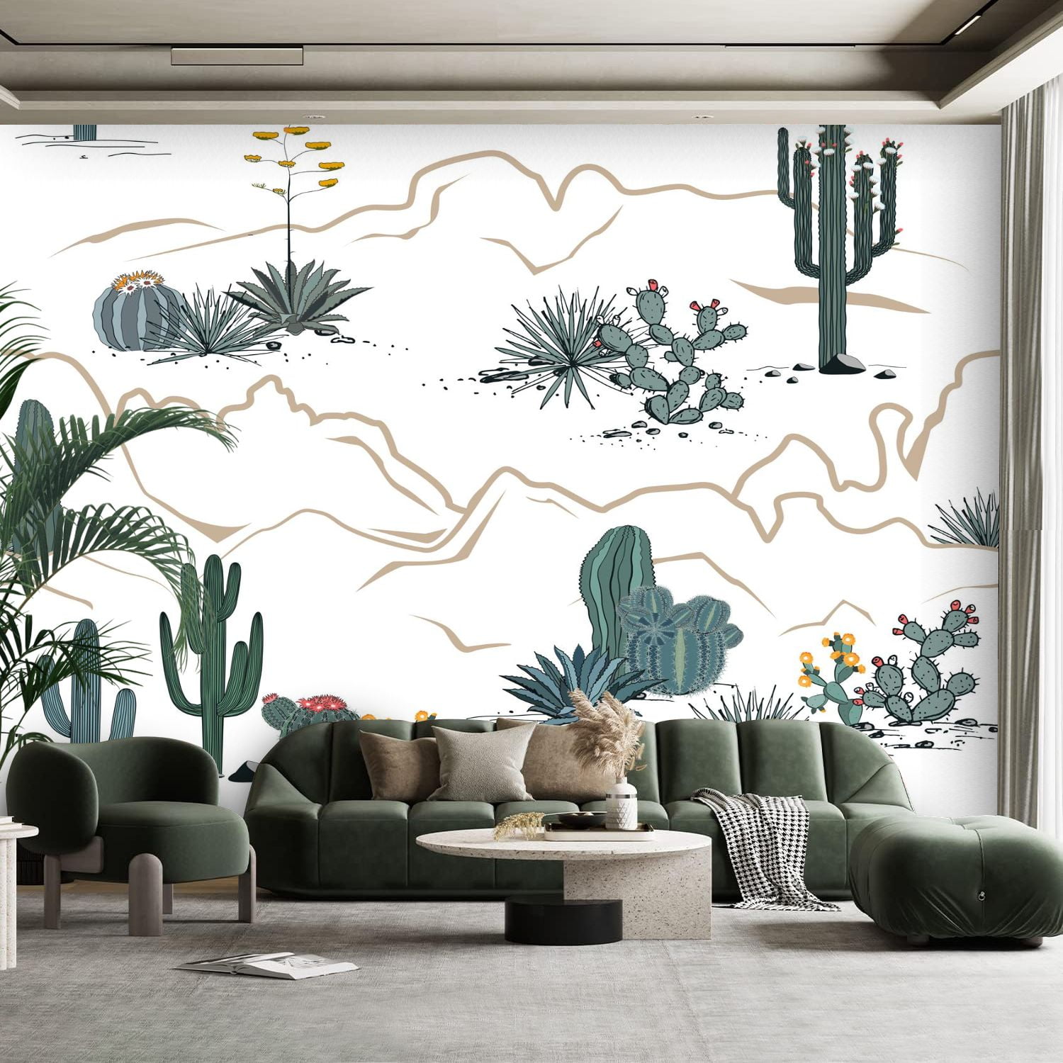 Peel and Stick Canvas Wallpaper Wall Mural Desert seamless pattern ...