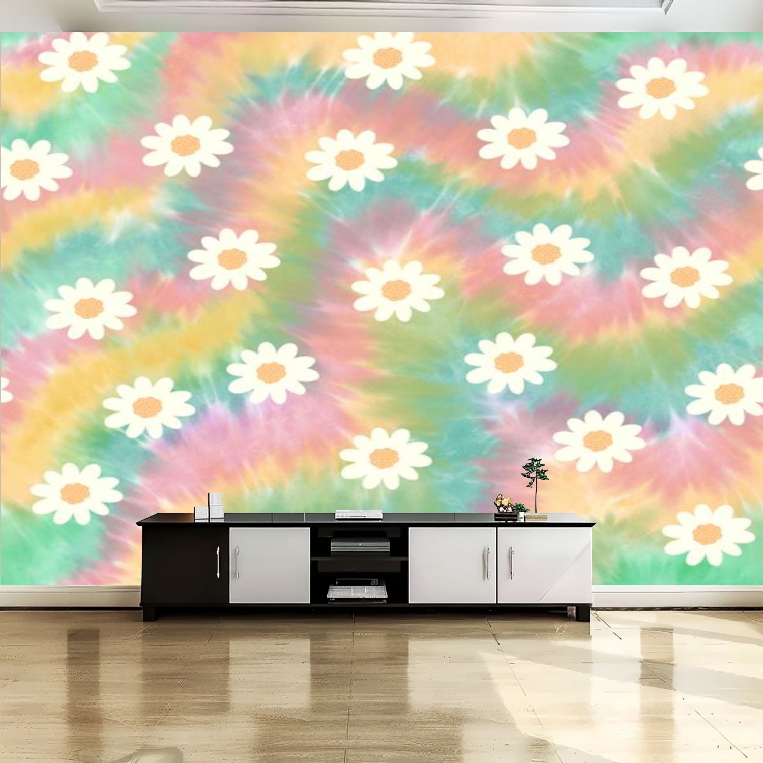 Peel and Stick Canvas Wallpaper Wall Mural Diagonal wavy striped tie ...