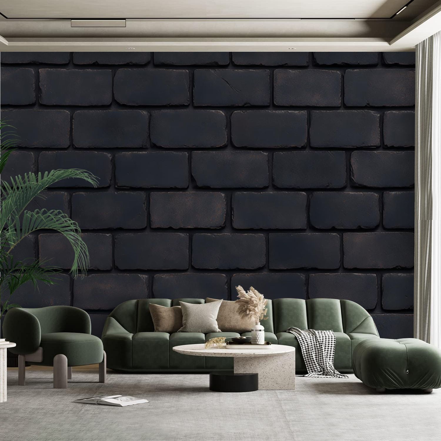 Peel and Stick Canvas Wallpaper Wall Mural Ebony Brick Brick Wall ...