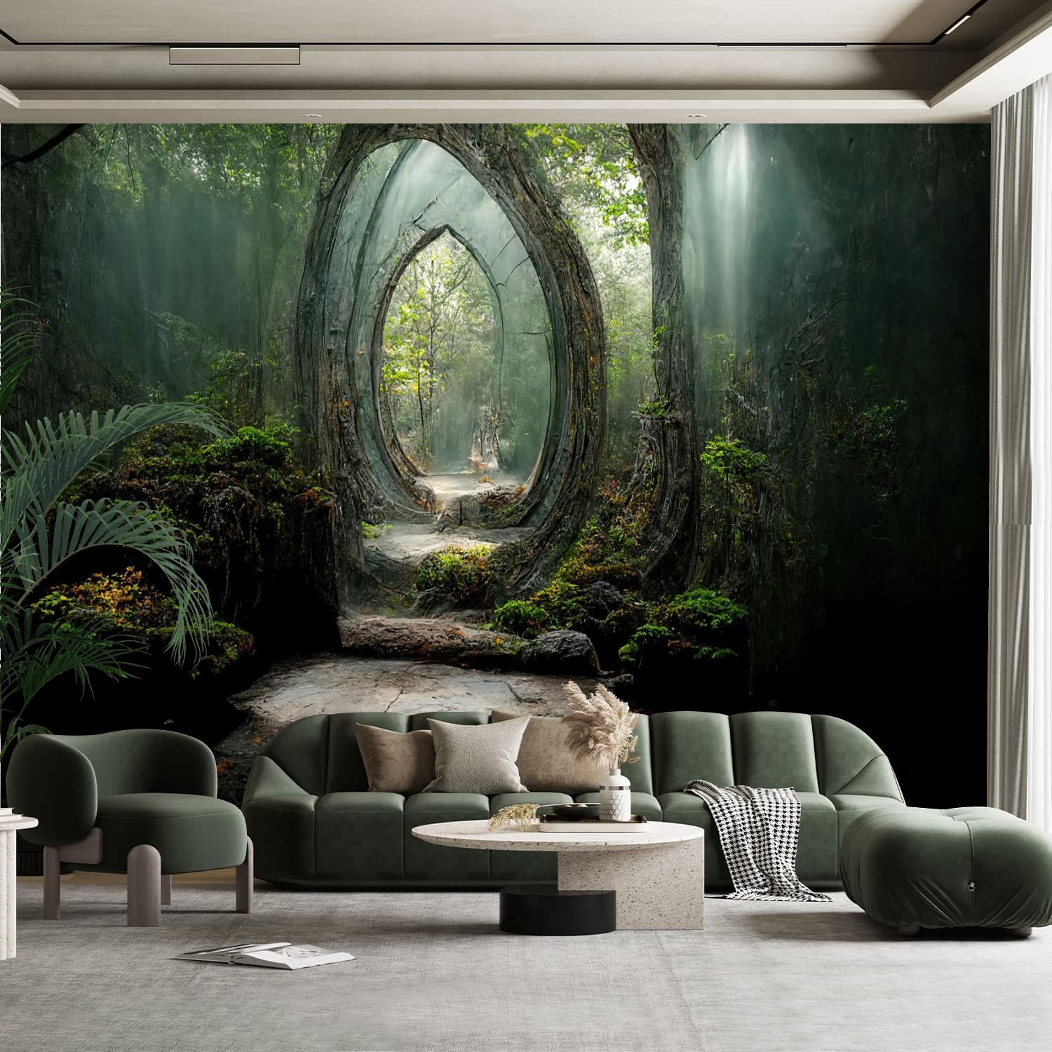 Peel and Stick Canvas Wallpaper Wall Mural Fantasy magic elven forest ...