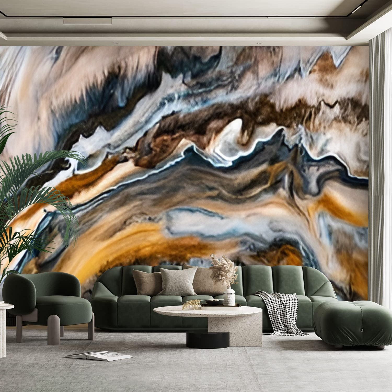 Peel and Stick Canvas Wallpaper Wall Mural Fluid art texture abstract ...