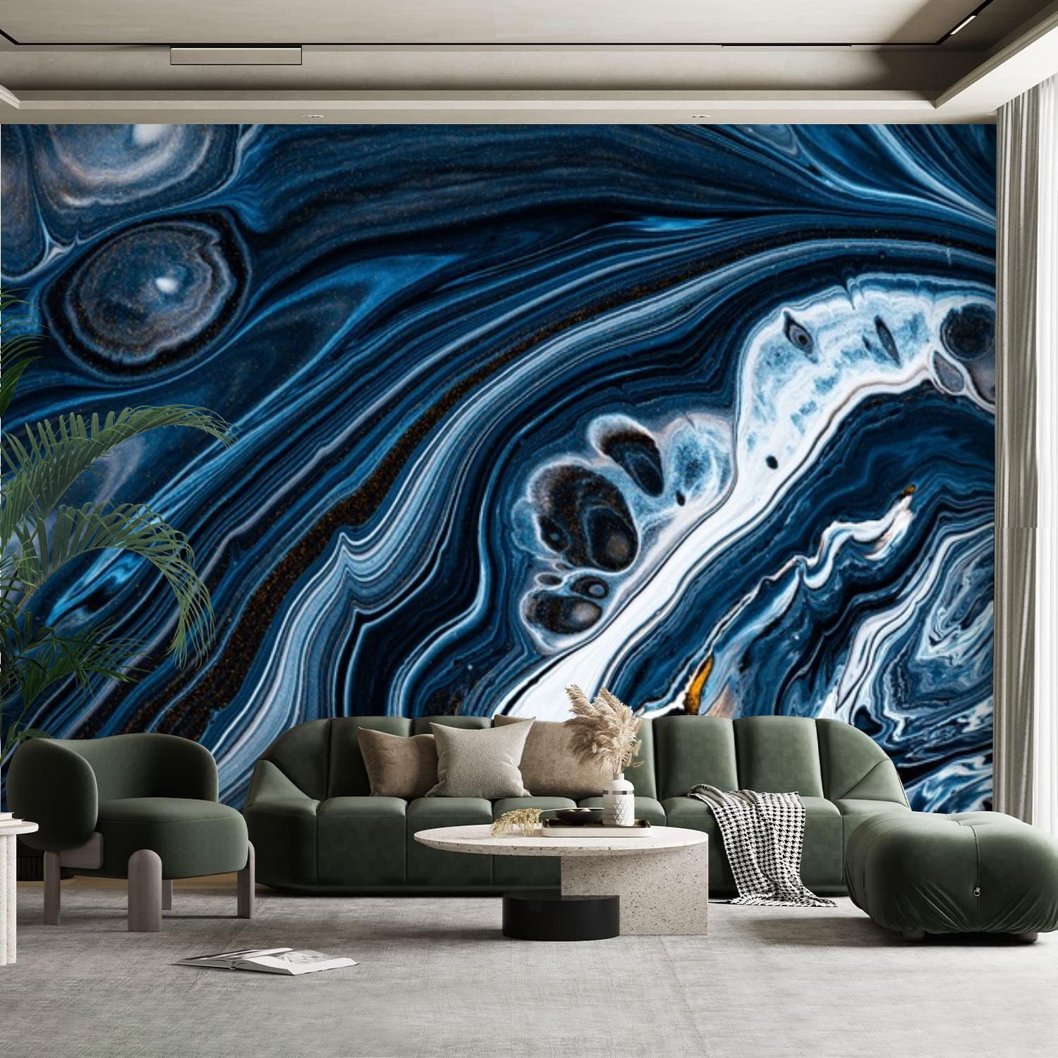 Peel and Stick Canvas Wallpaper Wall Mural Fluid art texture abstract ...