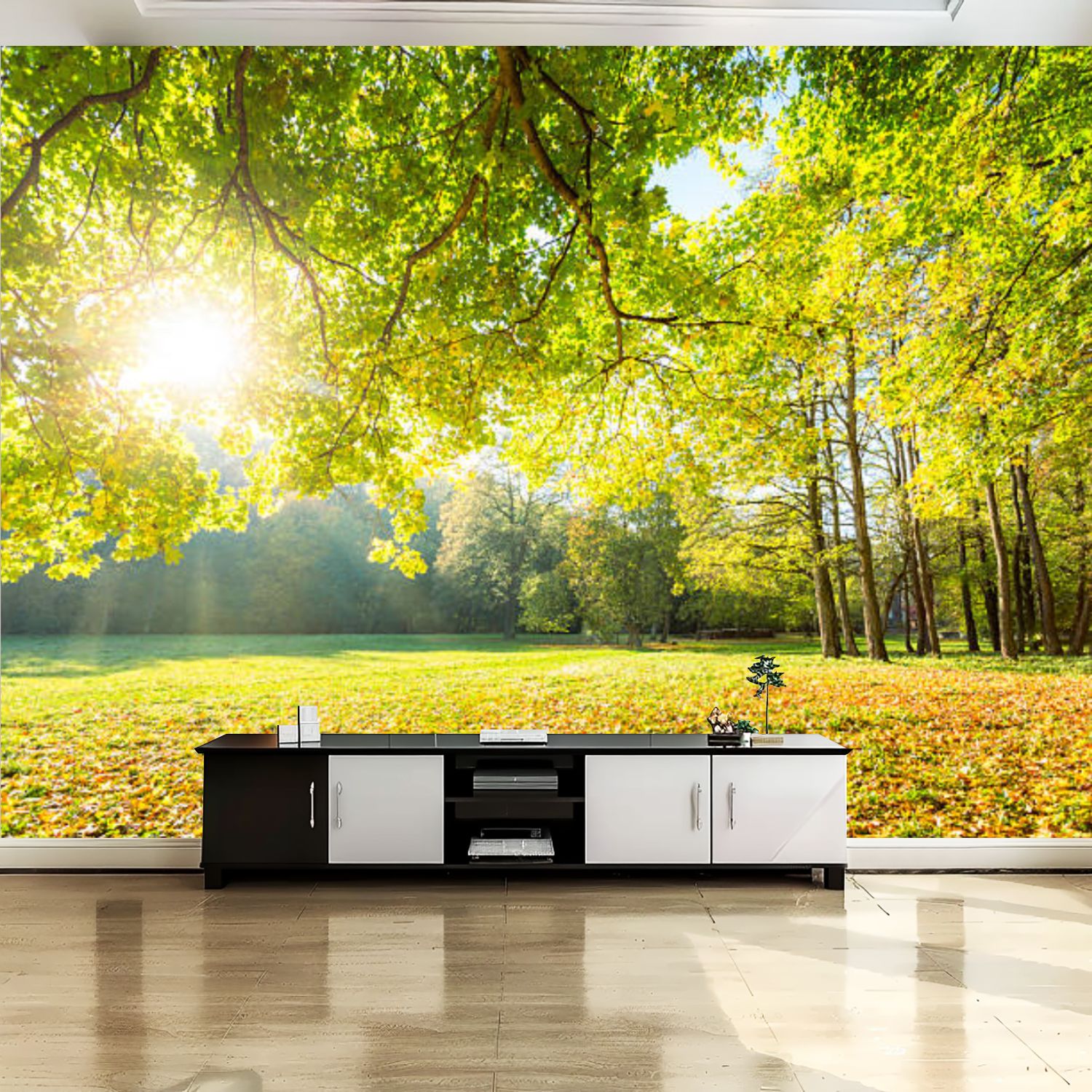 Peel and Stick Canvas Wallpaper Wall Mural Forest Tree Meadow Autumn ...