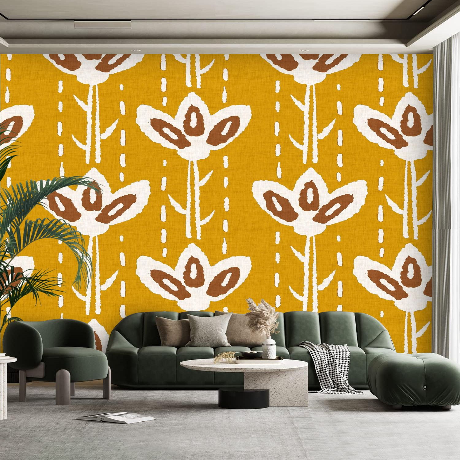 Peel and Stick Canvas Wallpaper Wall Mural Gender neutral flower ...