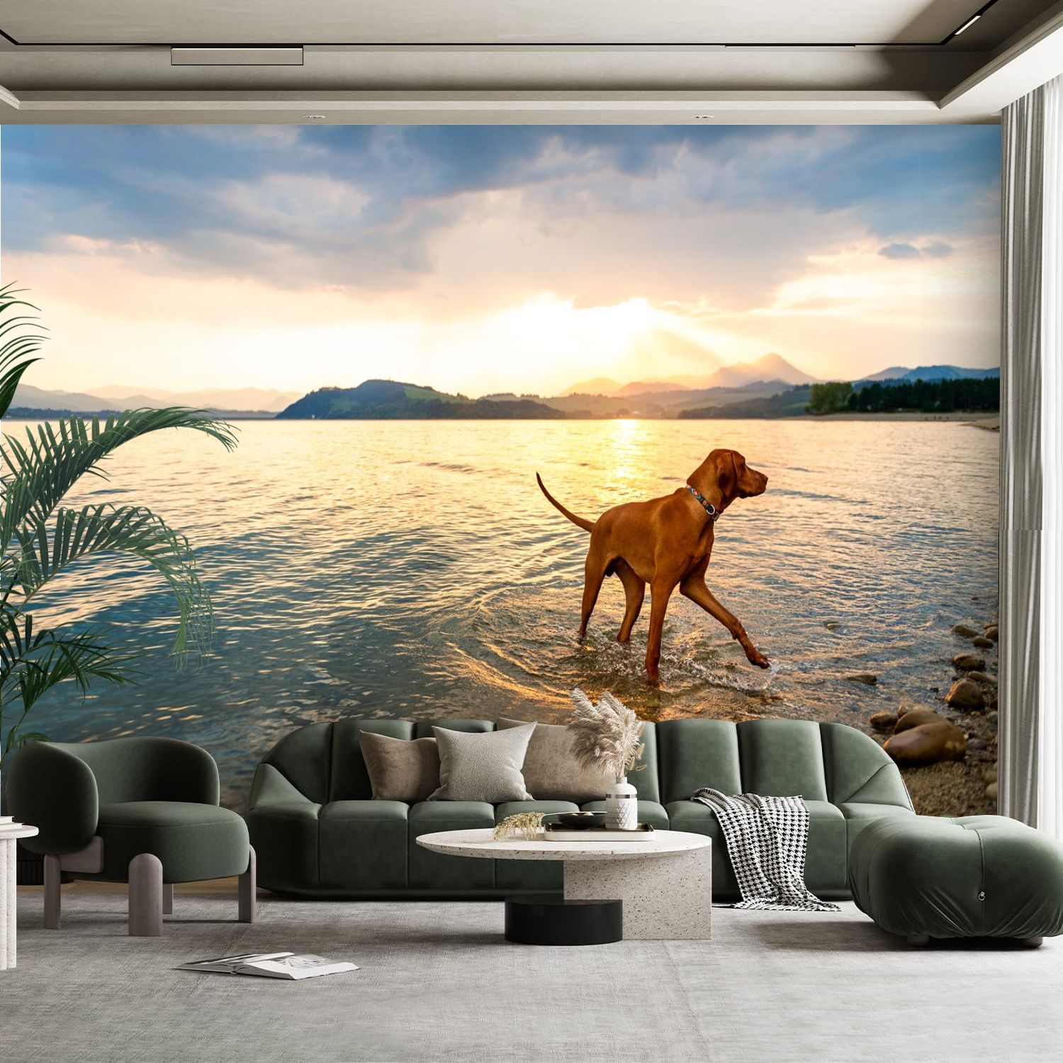 Peel and Stick Canvas Wallpaper Wall Mural Gorgeous family pet dog ...