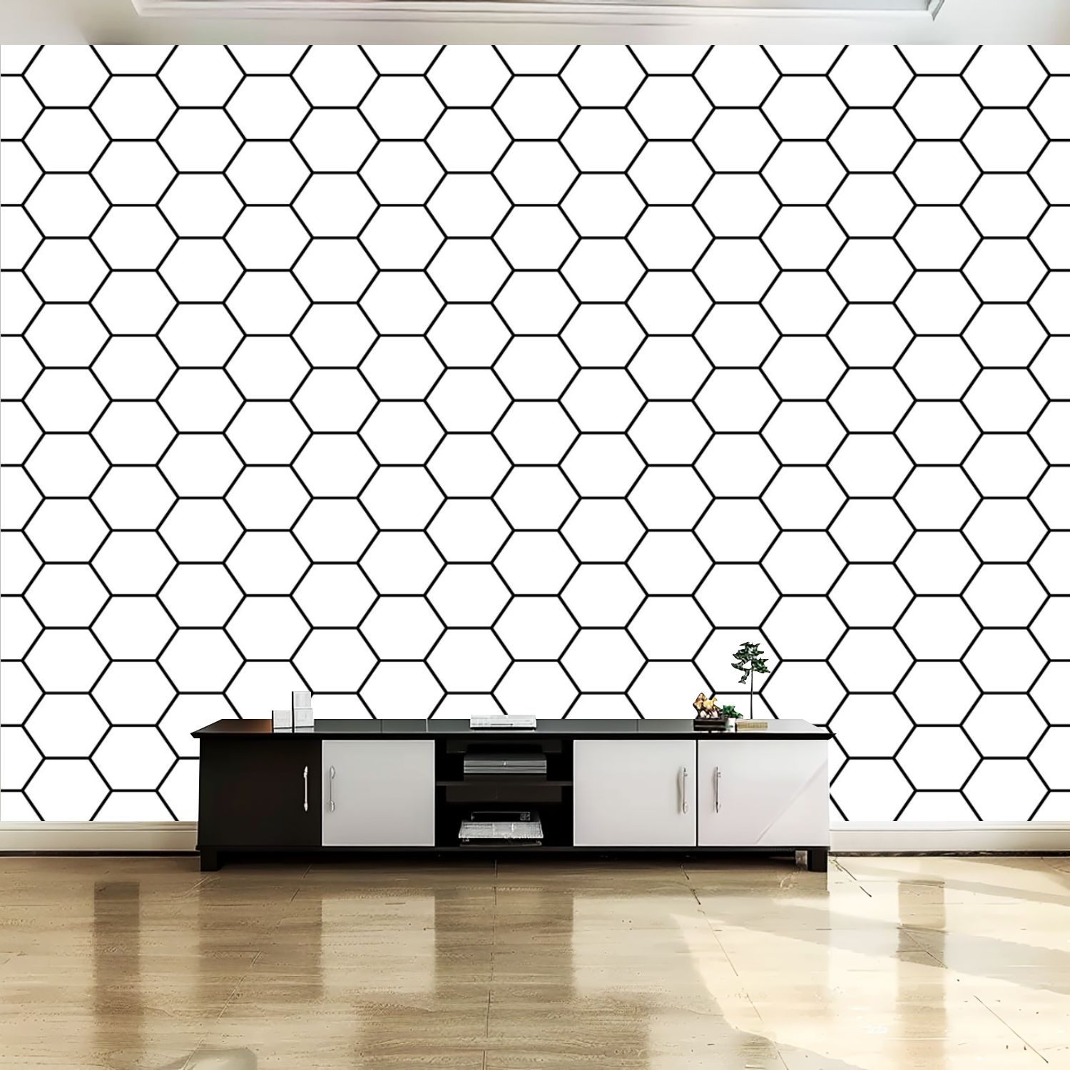 Peel and Stick Canvas Wallpaper Wall Mural Hexagon seamless pattern ...