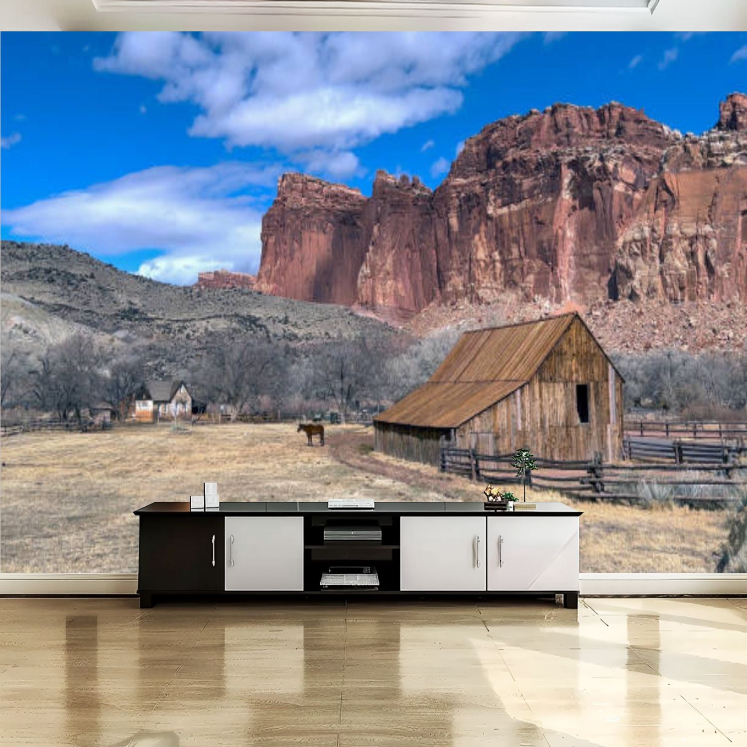 Peel and Stick Canvas Wallpaper Wall Mural Historic Fruita Barn Gifford ...