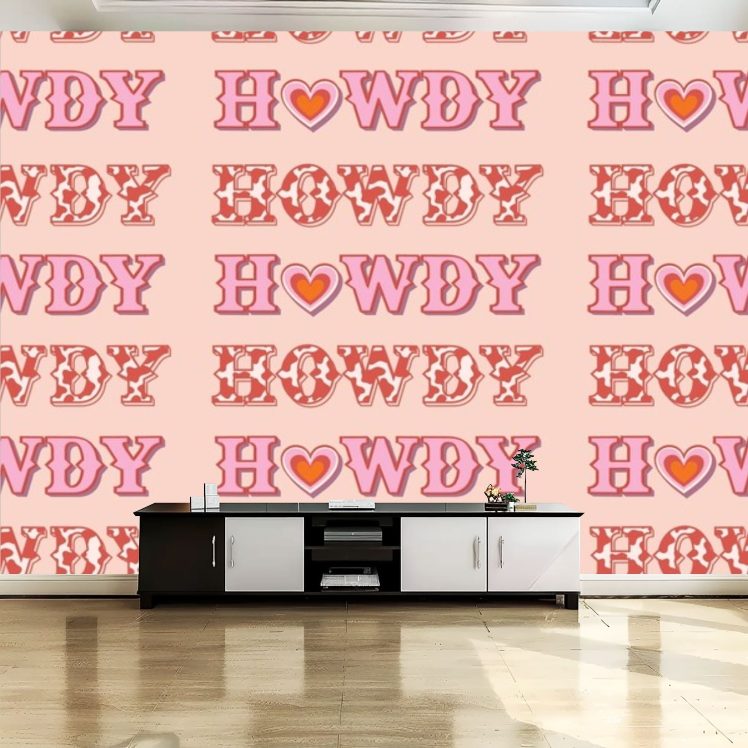 Peel and Stick Canvas Wallpaper Wall Mural Howdy Cowboy repeating Cute ...