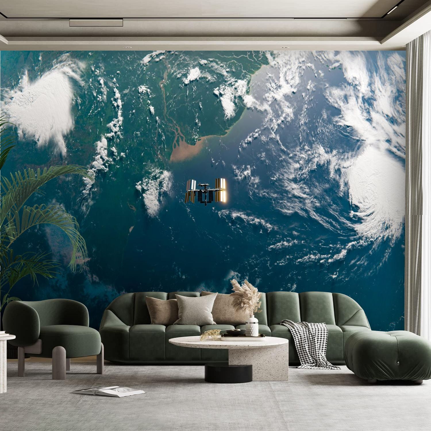 Peel and Stick Canvas Wallpaper Wall Mural International Space Station ...