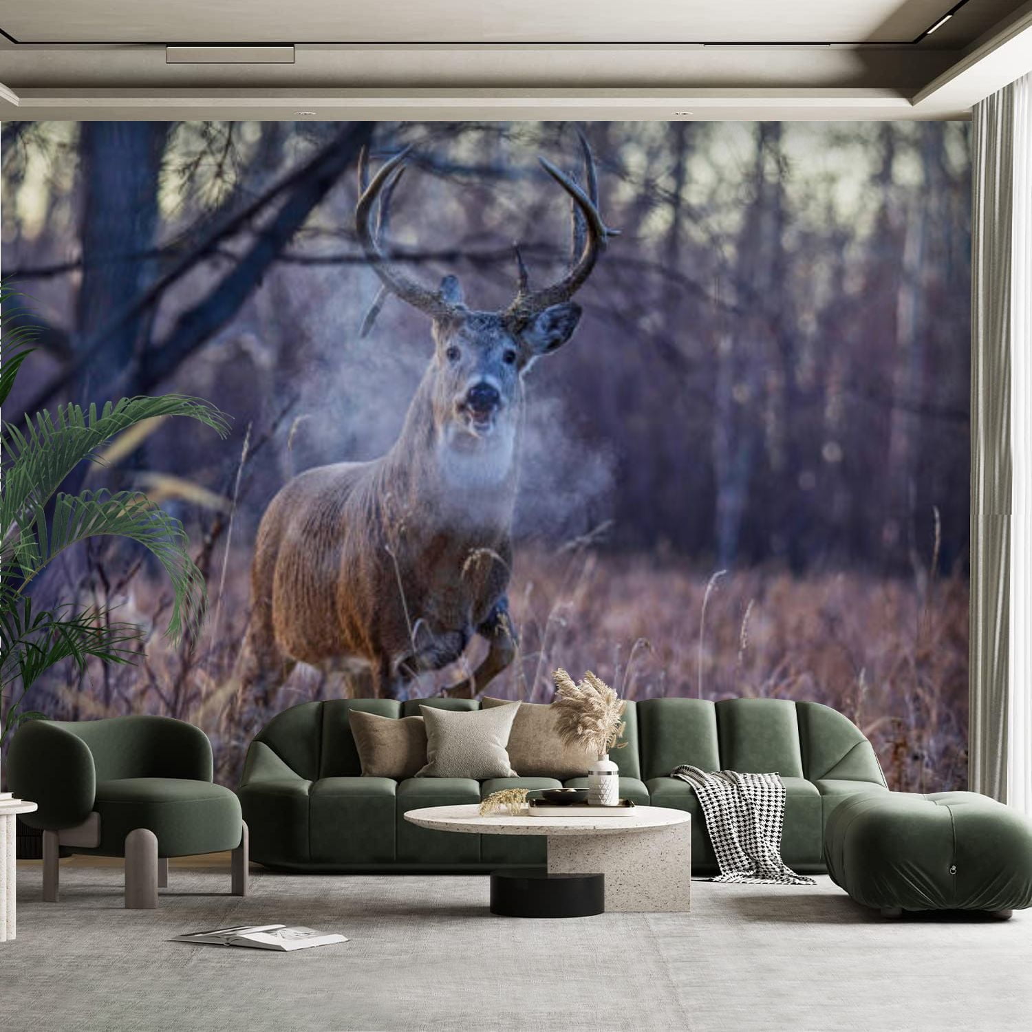 Peel and Stick Canvas Wallpaper Wall Mural Large atypical whitetail ...