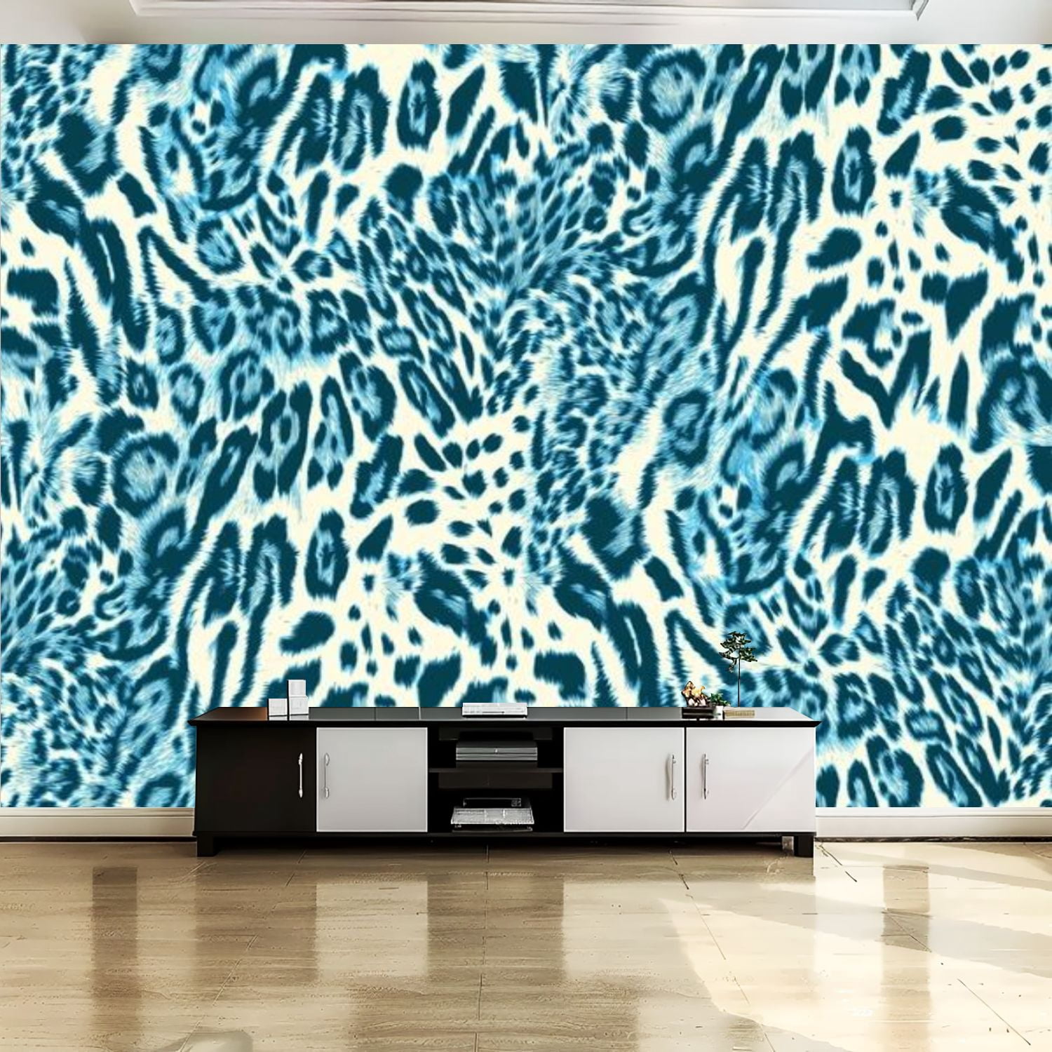 Peel and Stick Canvas Wallpaper Wall Mural Leopard skin animal leather ...