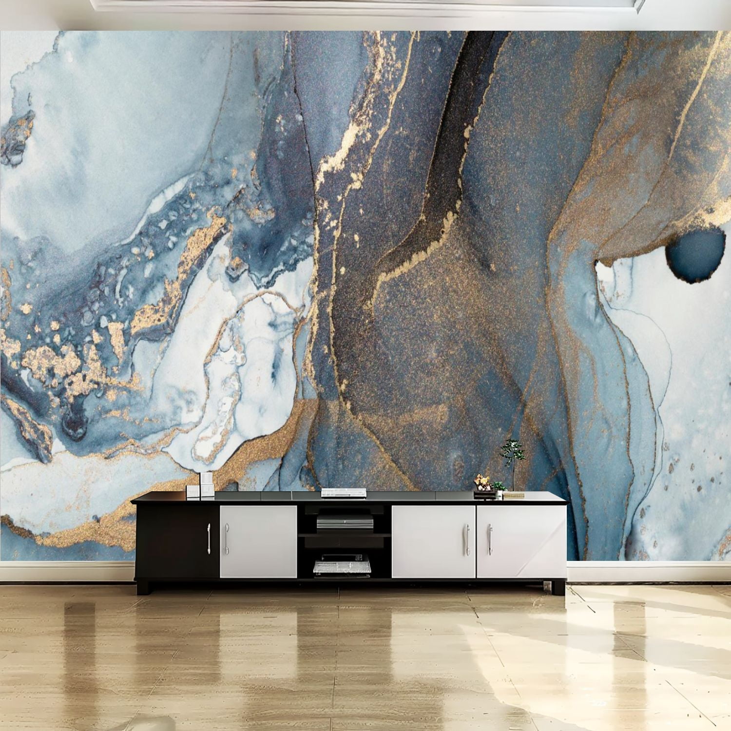 Peel and Stick Canvas Wallpaper Wall Mural Luxury abstract fluid art ...