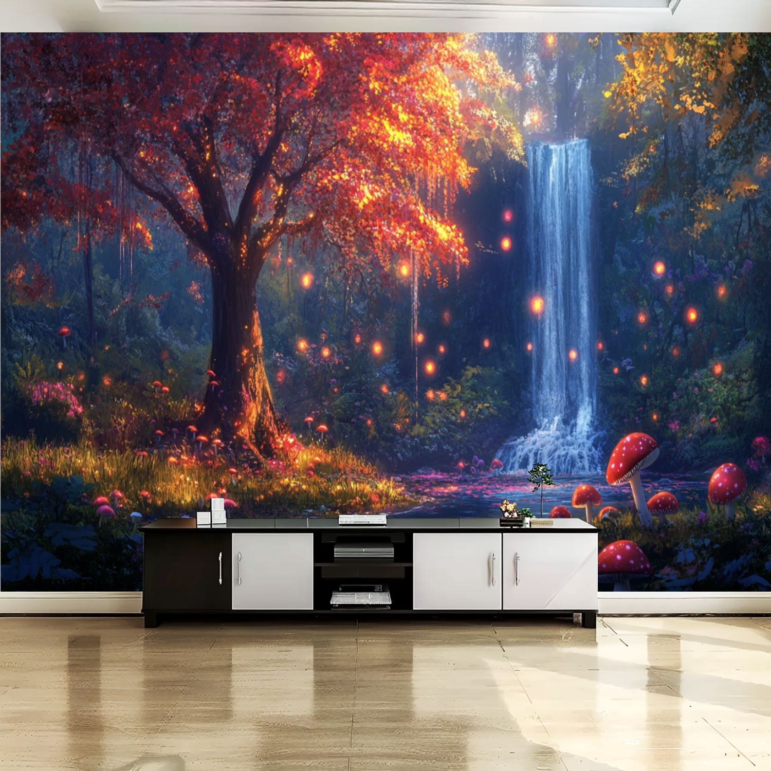Peel and Stick Canvas Wallpaper Wall Mural Magic Forest Majestic Tree ...
