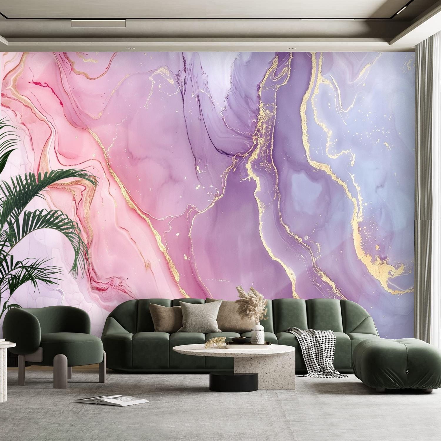 Peel and Stick Canvas Wallpaper Wall Mural Marble texture Swirling ...