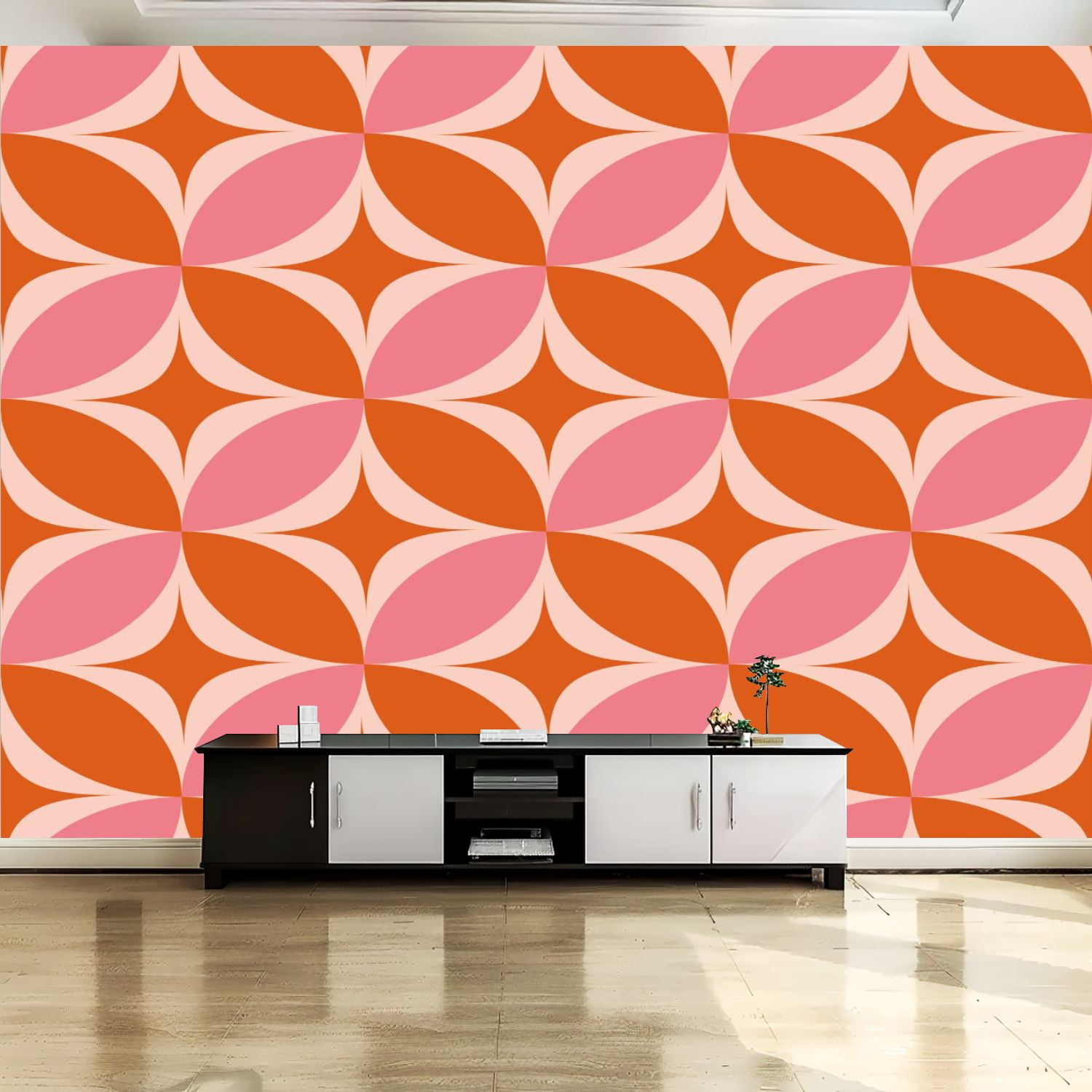 Peel and Stick Canvas Wallpaper Wall Mural Mid century modern atomic ...
