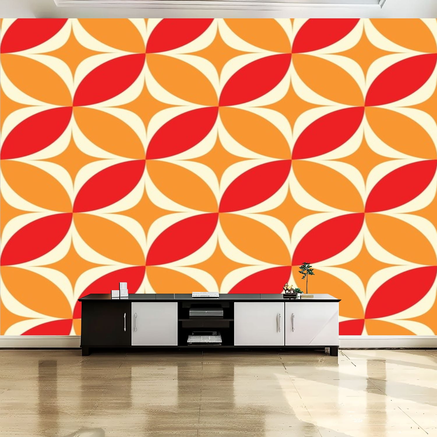 Peel and Stick Canvas Wallpaper Wall Mural Mid century modern atomic ...