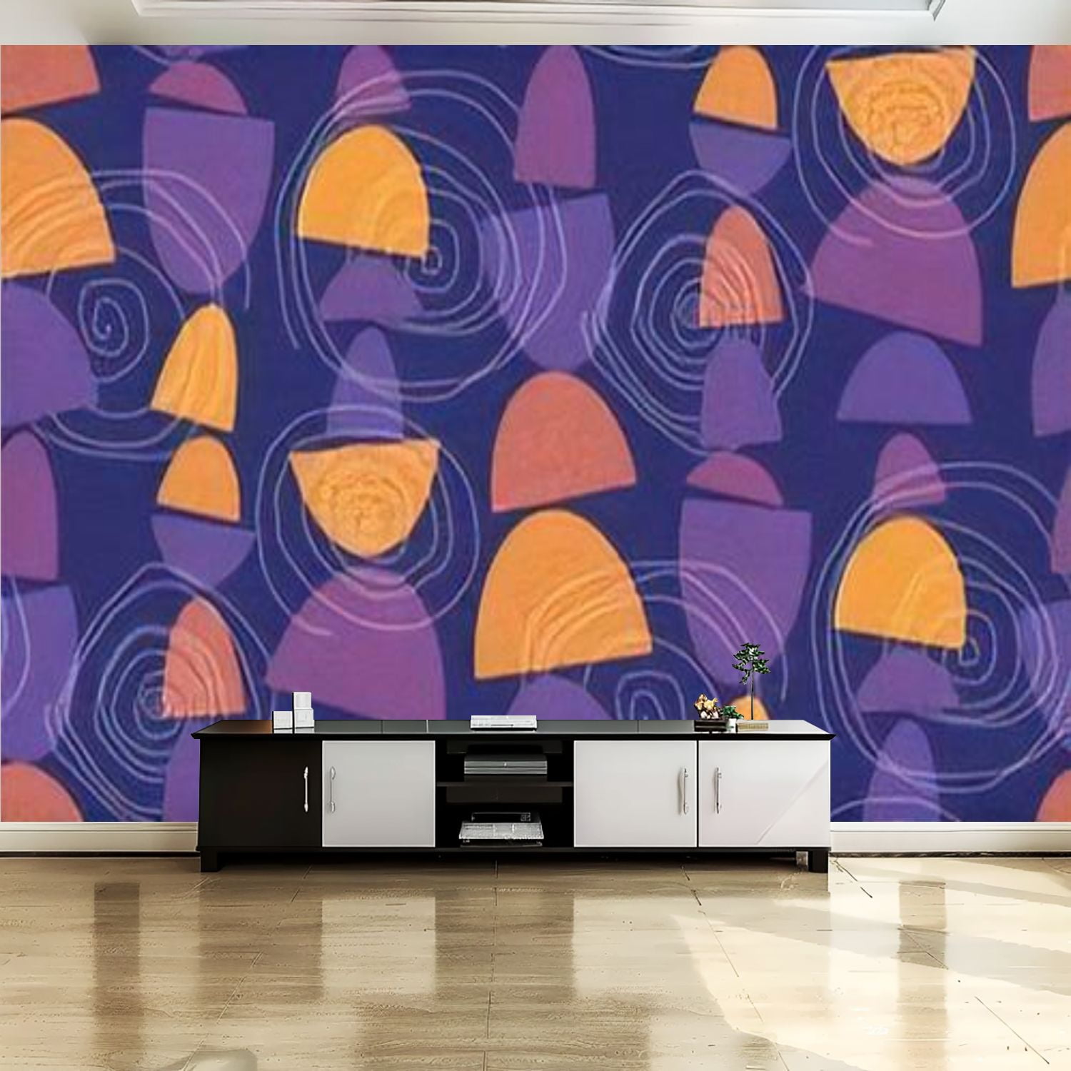 Peel and Stick Canvas Wallpaper Wall Mural Middle vintage style abstract seamless Organic ...