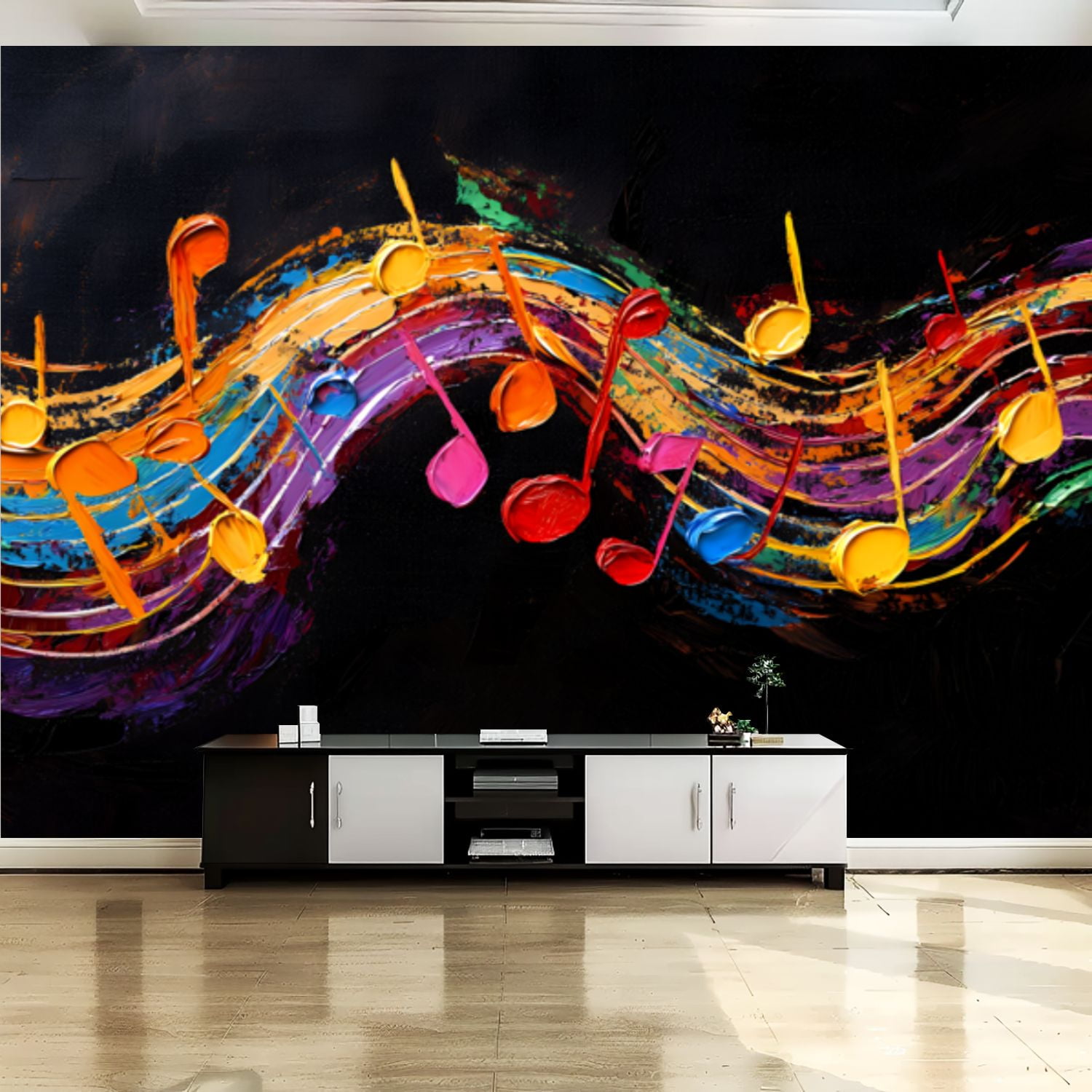 Peel and Stick Canvas Wallpaper Wall Mural Music Modern Musical Note ...