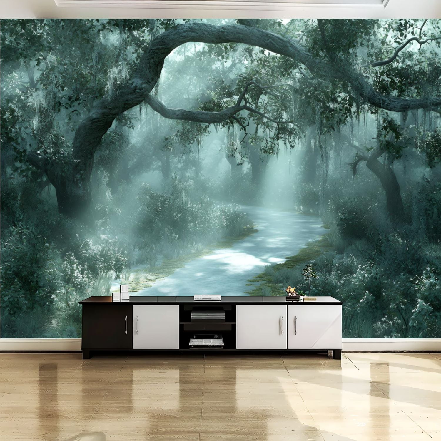 Peel and Stick Canvas Wallpaper Wall Mural Mystical Woodland Dense ...