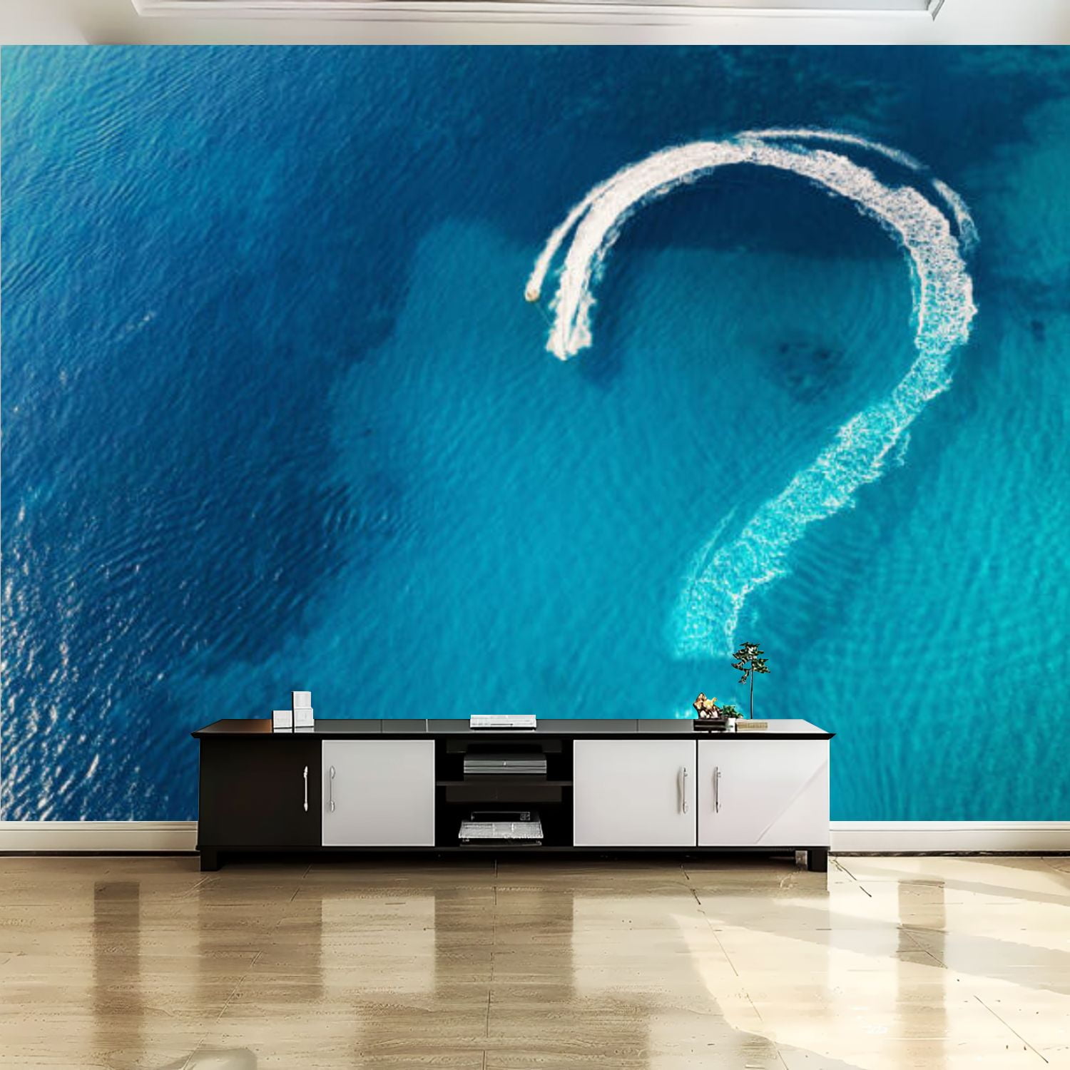 Peel and Stick Canvas Wallpaper Wall Mural Question mark tropical sea ...